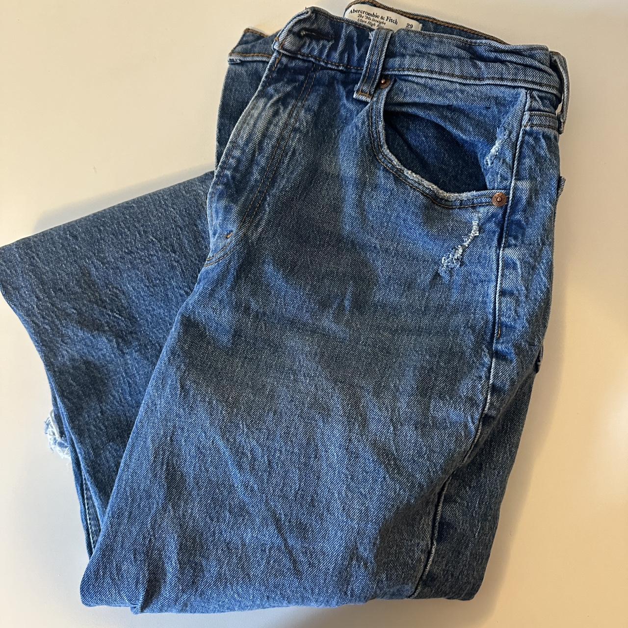 Abercrombie curve love high rise mom jeans, dark... - Depop