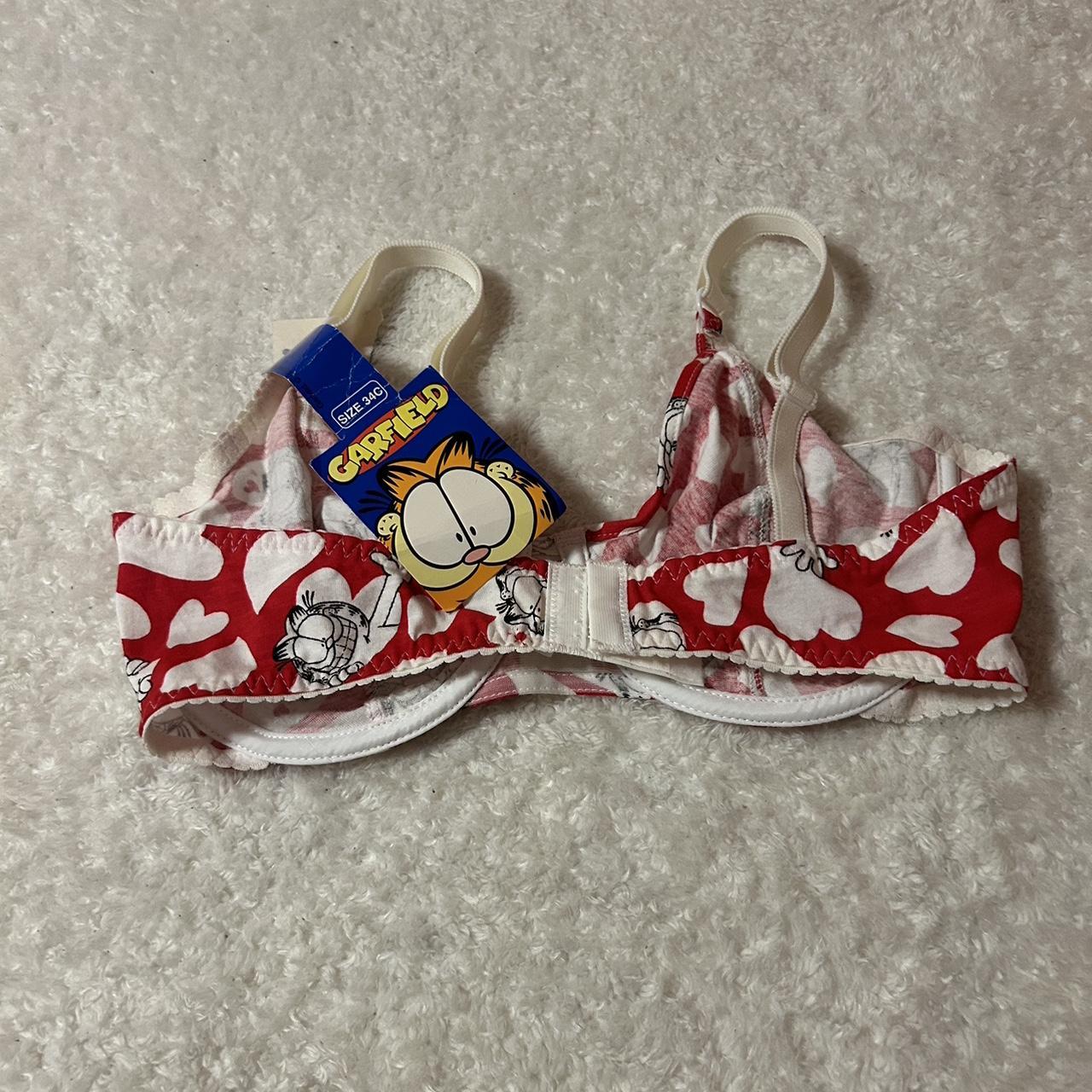 Rare Garfield Red/White Bra Size 34C - Depop