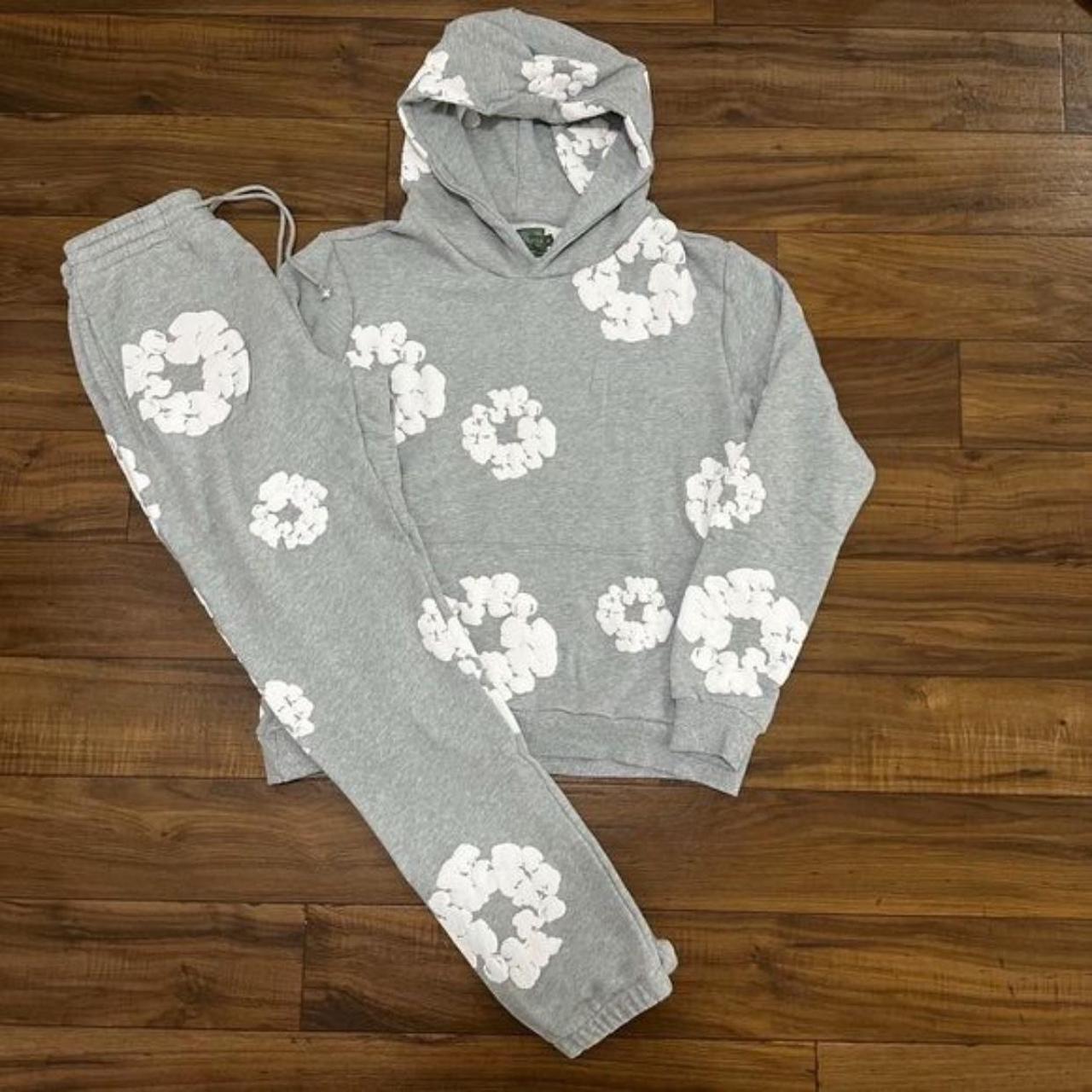 Grey and white floral tracksuit #tracksuit | Depop