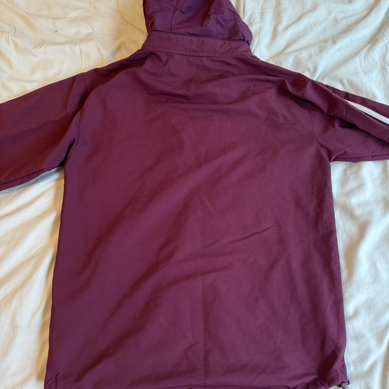 Burgundy Adidas rain Jacket - M Small - runs big - Depop
