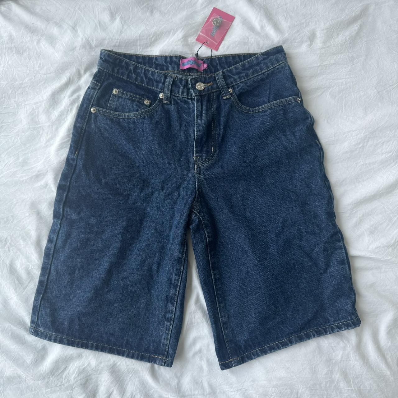 edikted denim jorts/shorts - size xs (24/25”) -... - Depop