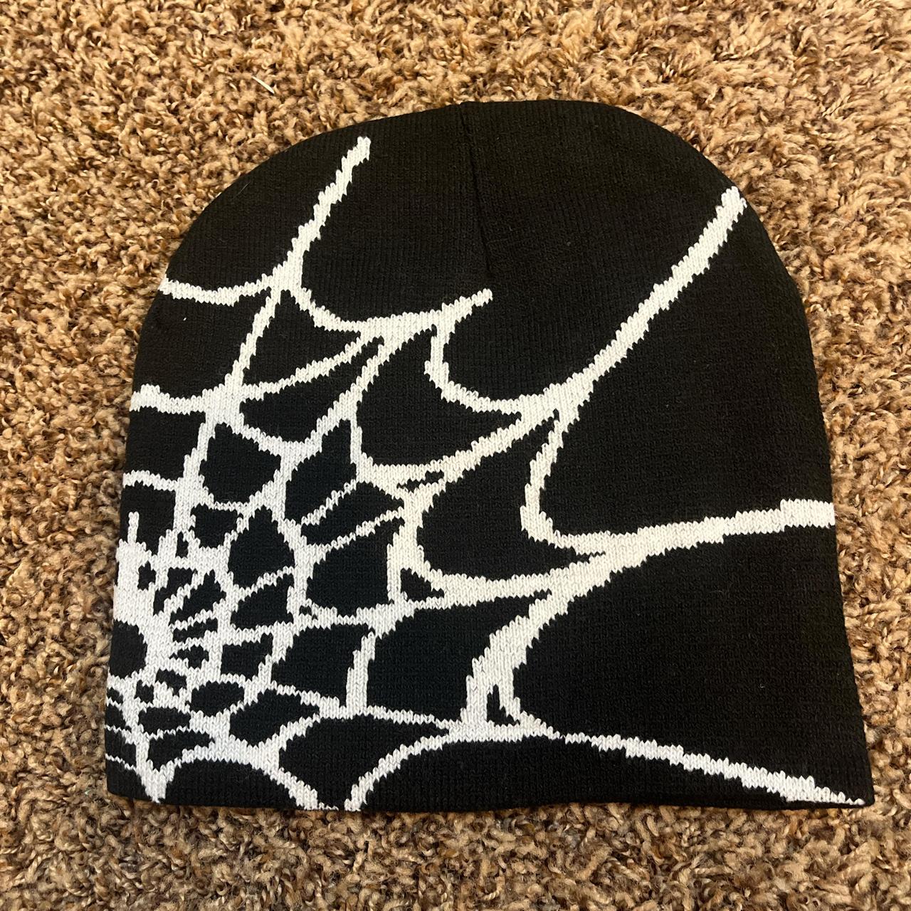 black and white spider web beanie **BRAND NEW NEVER... - Depop
