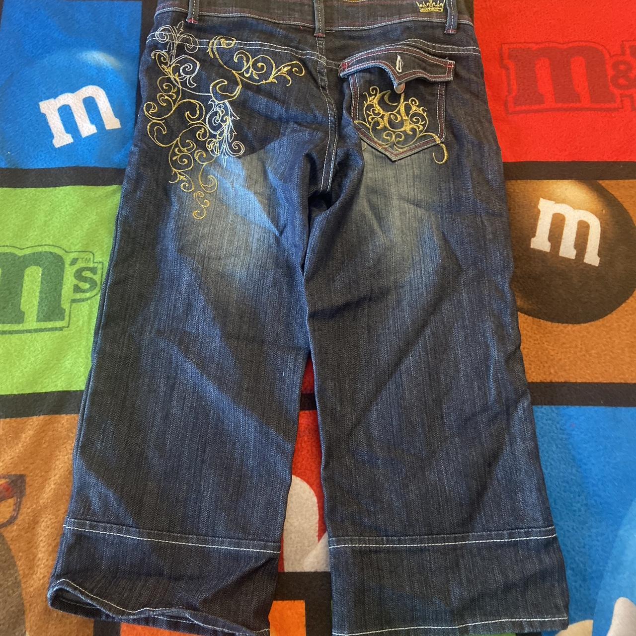 Women Old Skool Y2K Embroidered Design Jeans Size 9 - Depop