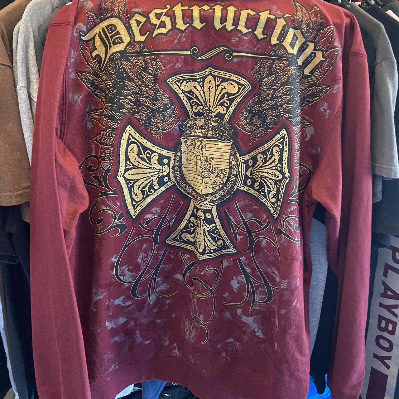 Y2K Hybrid Affliction Style Iron Cross Celtic Cross... - Depop