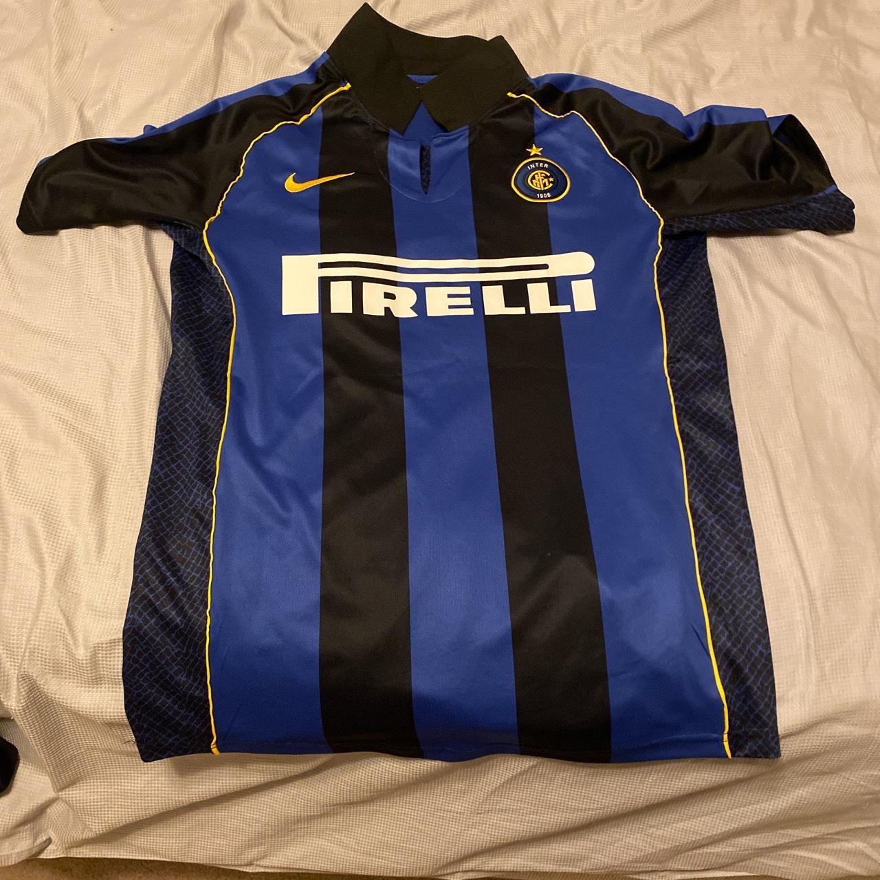 Retro inter Milan shirt Size L but fits slightly... - Depop