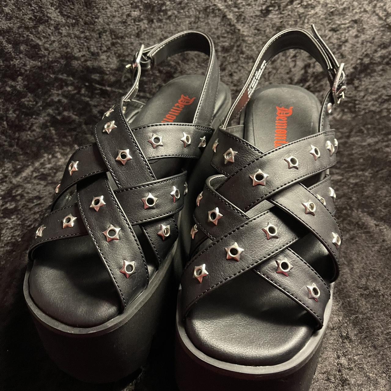 Demonia Ashes- 12, US size 9 Black Vegan leather... - Depop