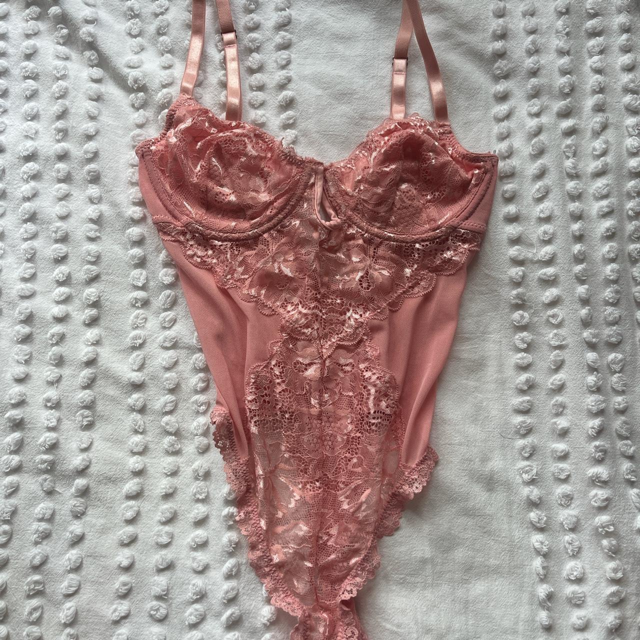 Forever 21 pink lace bodysuit - Depop