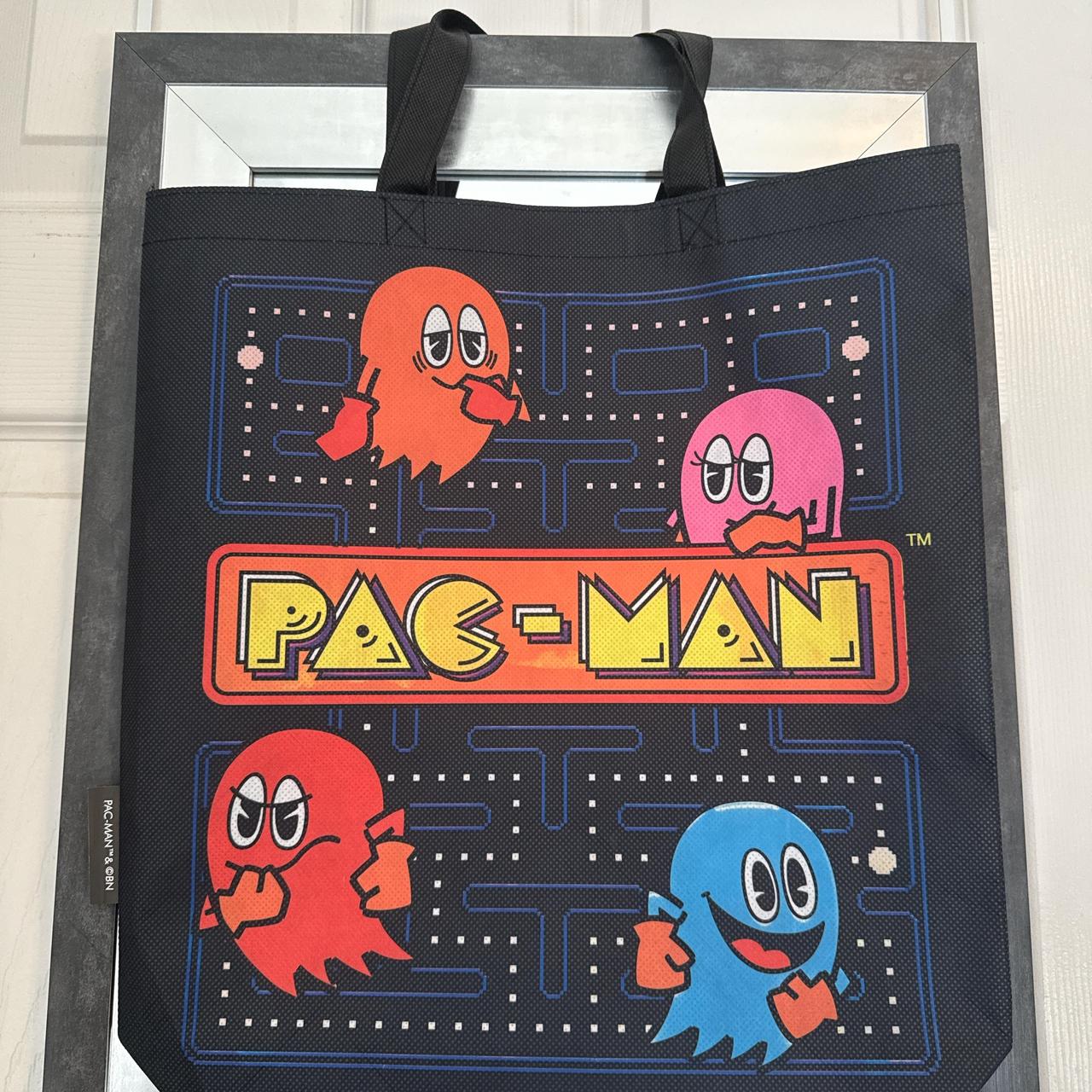 All black, Pac-Man tote, double sided design gaming... | Depop