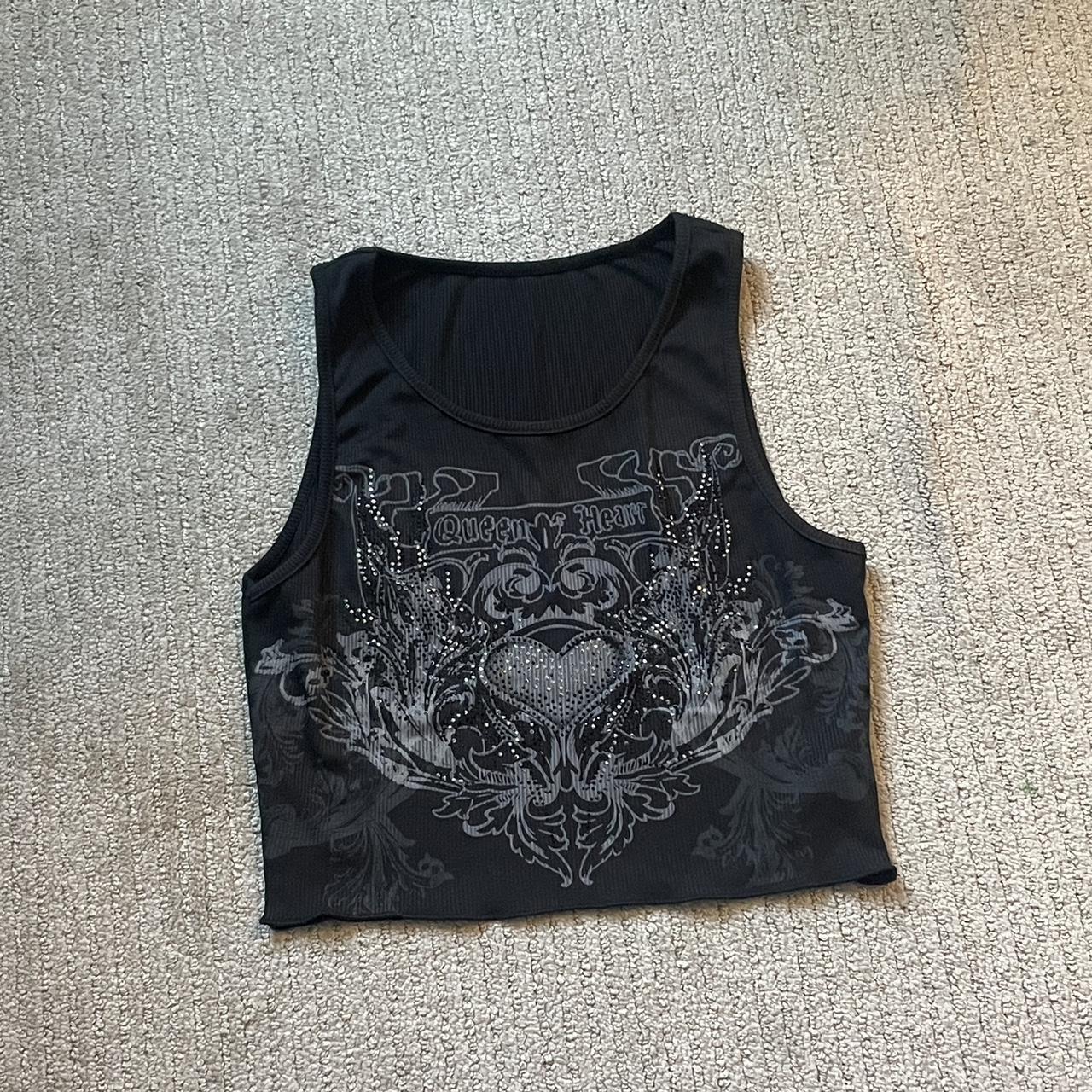 shein y2k rhinestone halter top, used. size small :)... - Depop