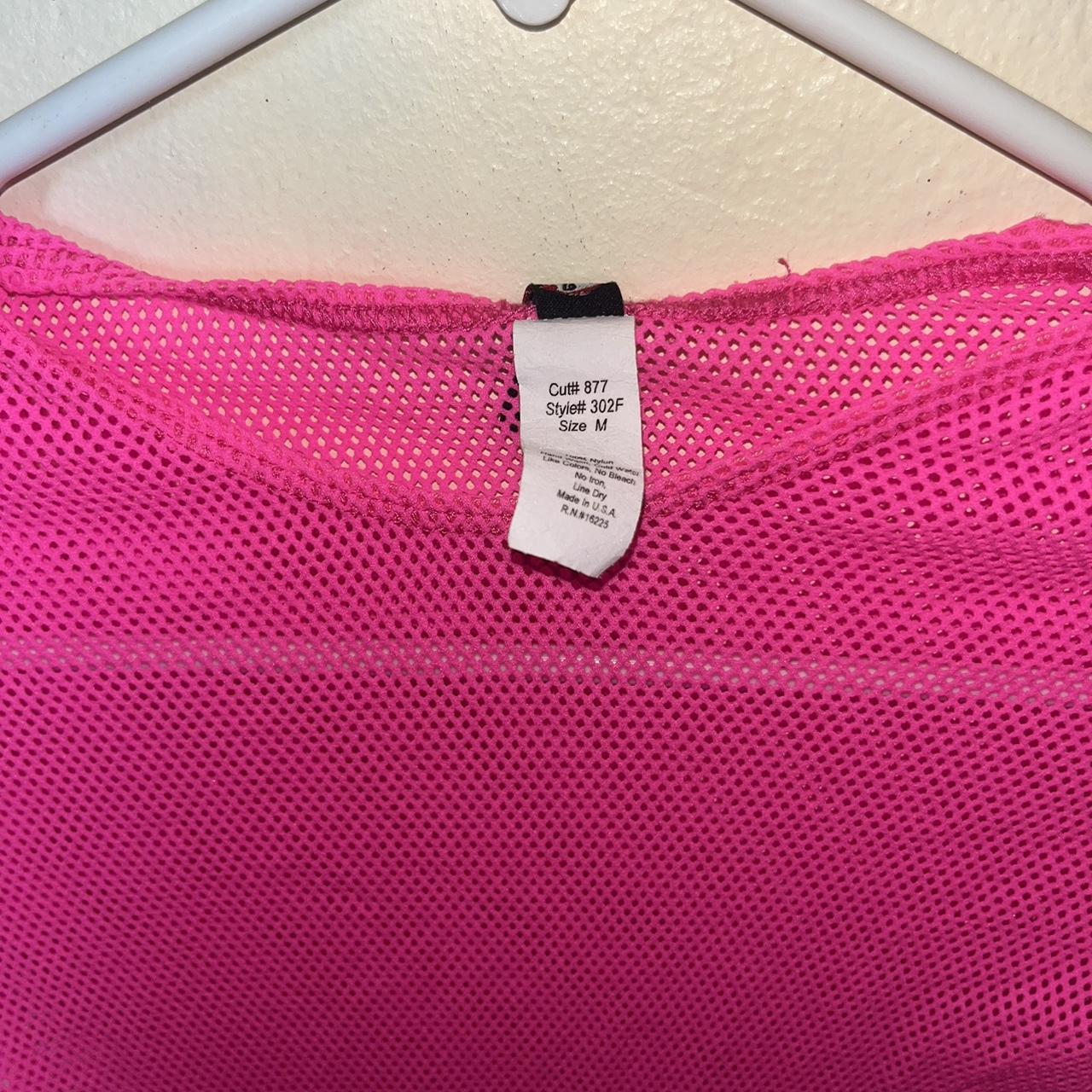 Pink mesh long sleeve top - perfect for a party or a... - Depop