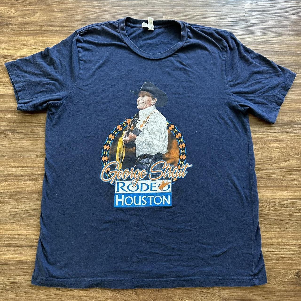 George strait shirt, houston rodeo shirt, size xl 21x28 - Depop