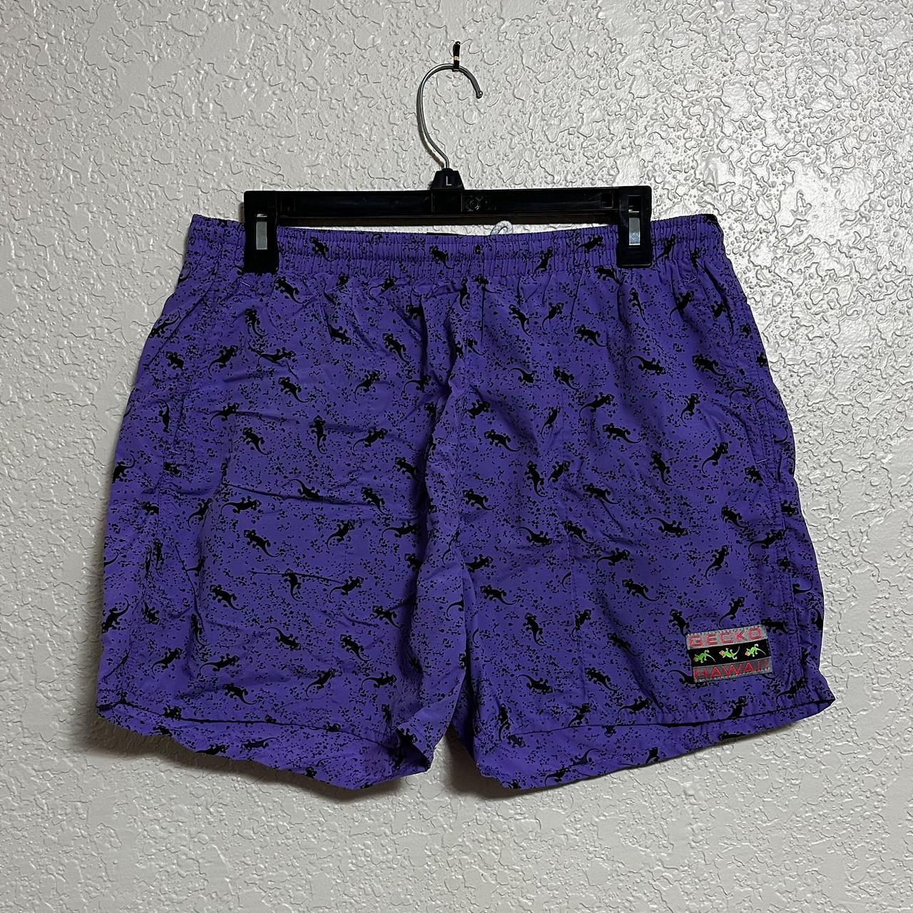 Purple Gecko Hawaii board shorts with mesh lining,... - Depop