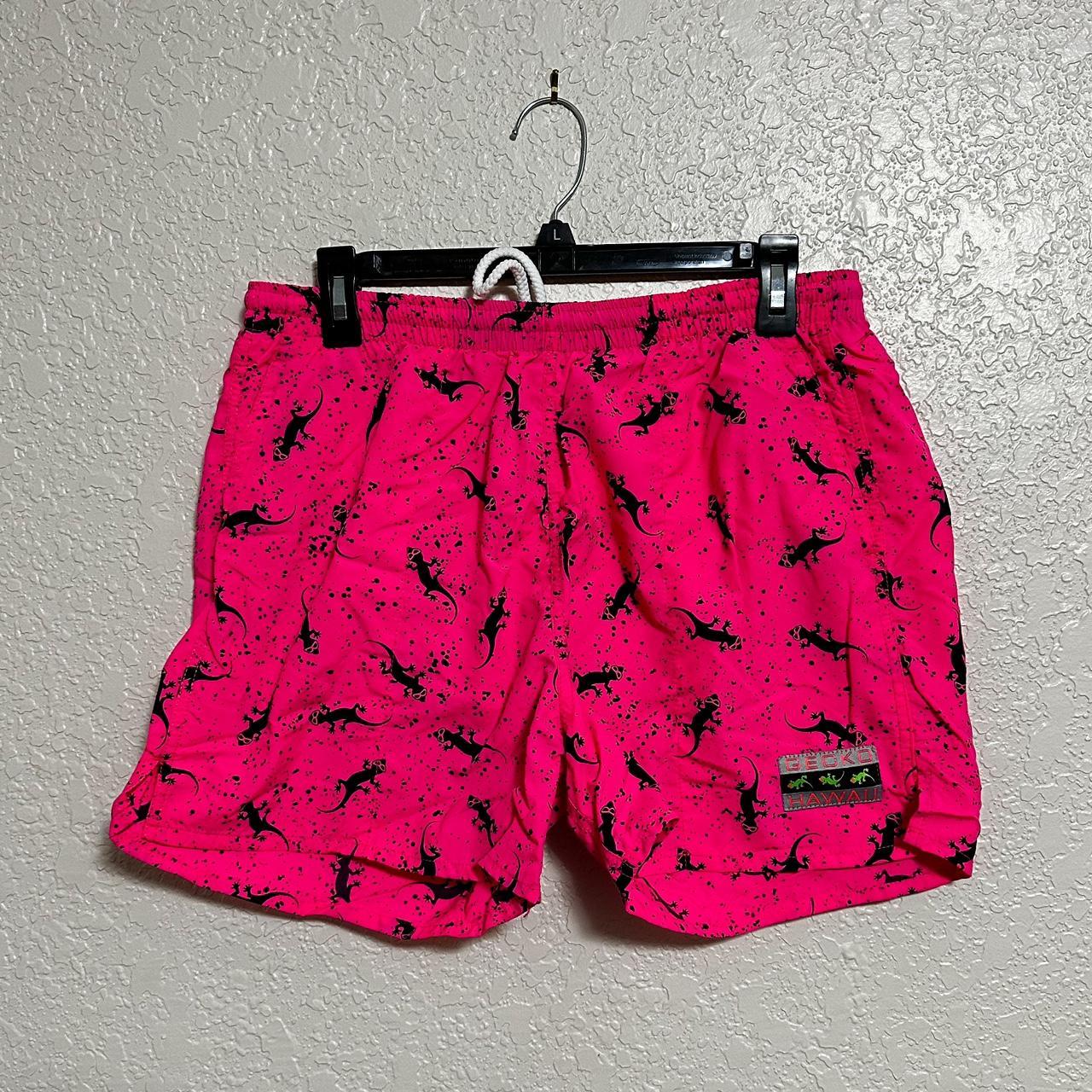 Pink Gecko Hawaii board shorts with mesh lining,... - Depop