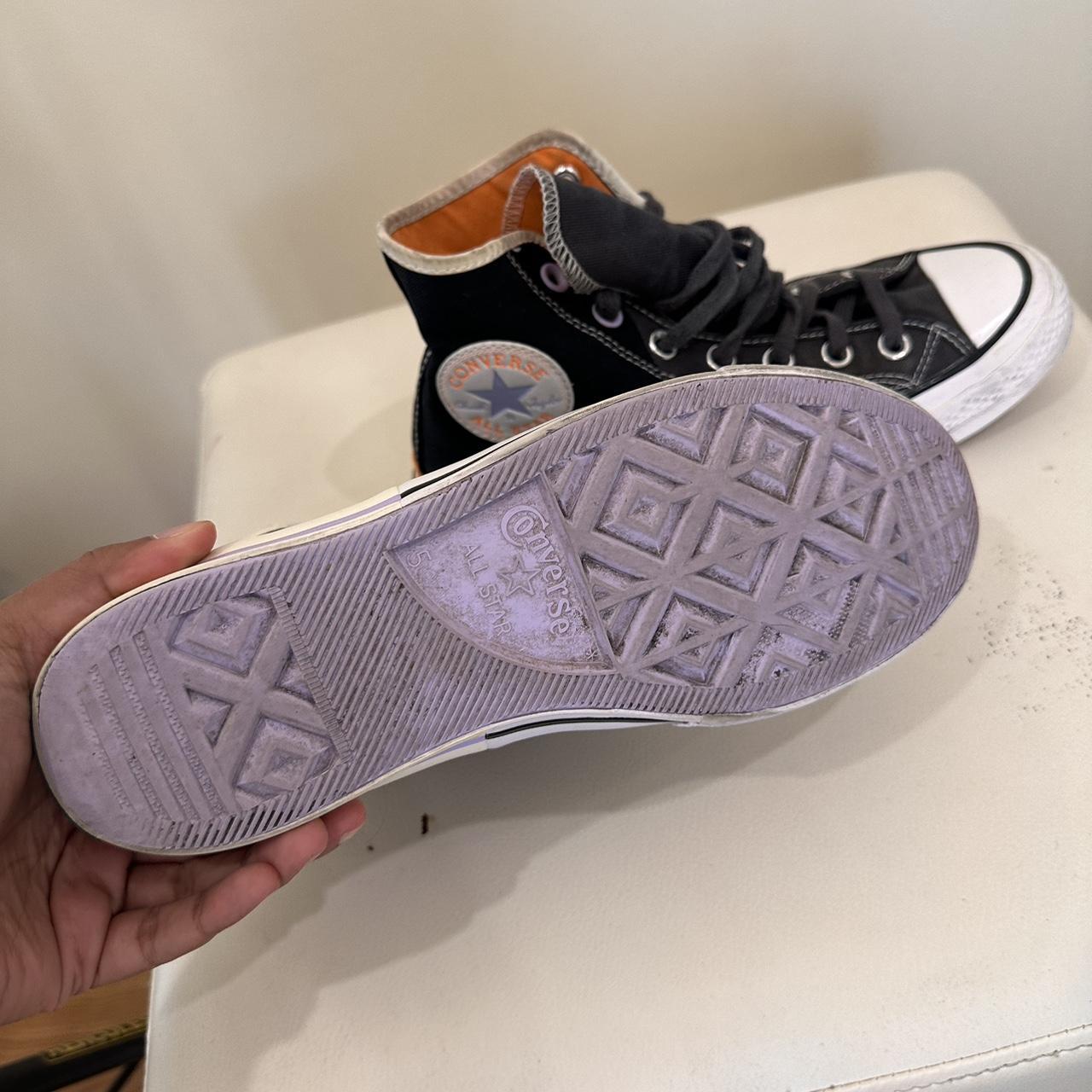 2 tone high converse great condition soles slightly... - Depop