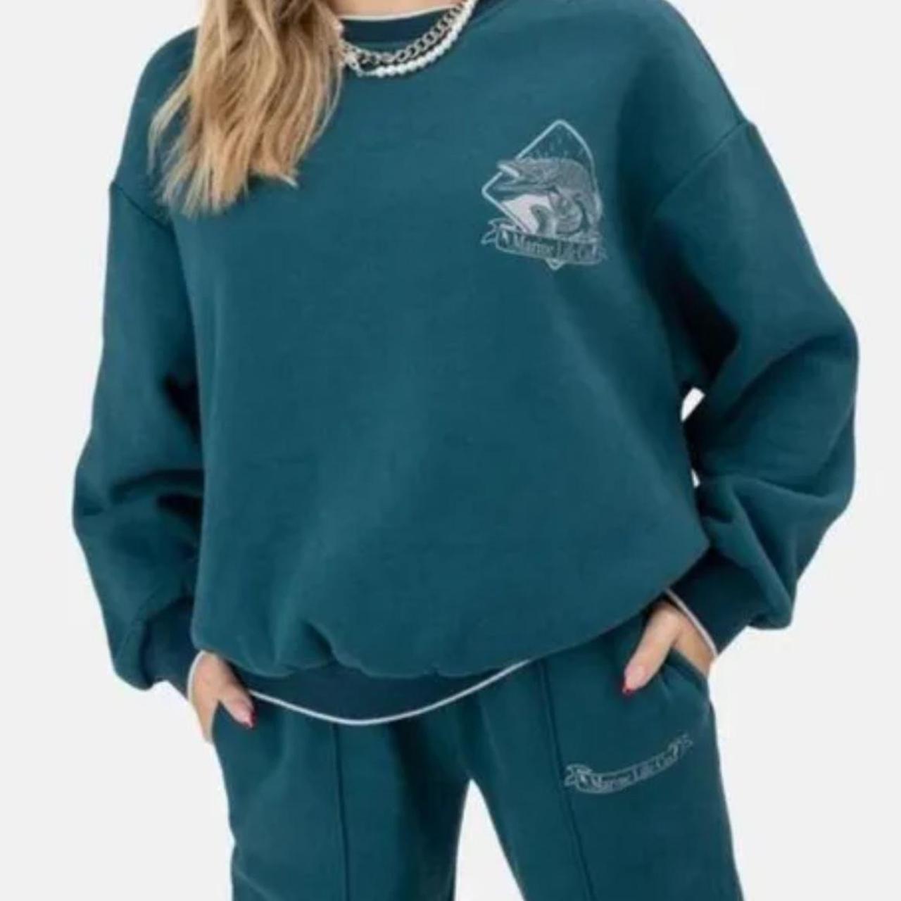 Adika greenish blueish crew neck sweatshirt - Depop