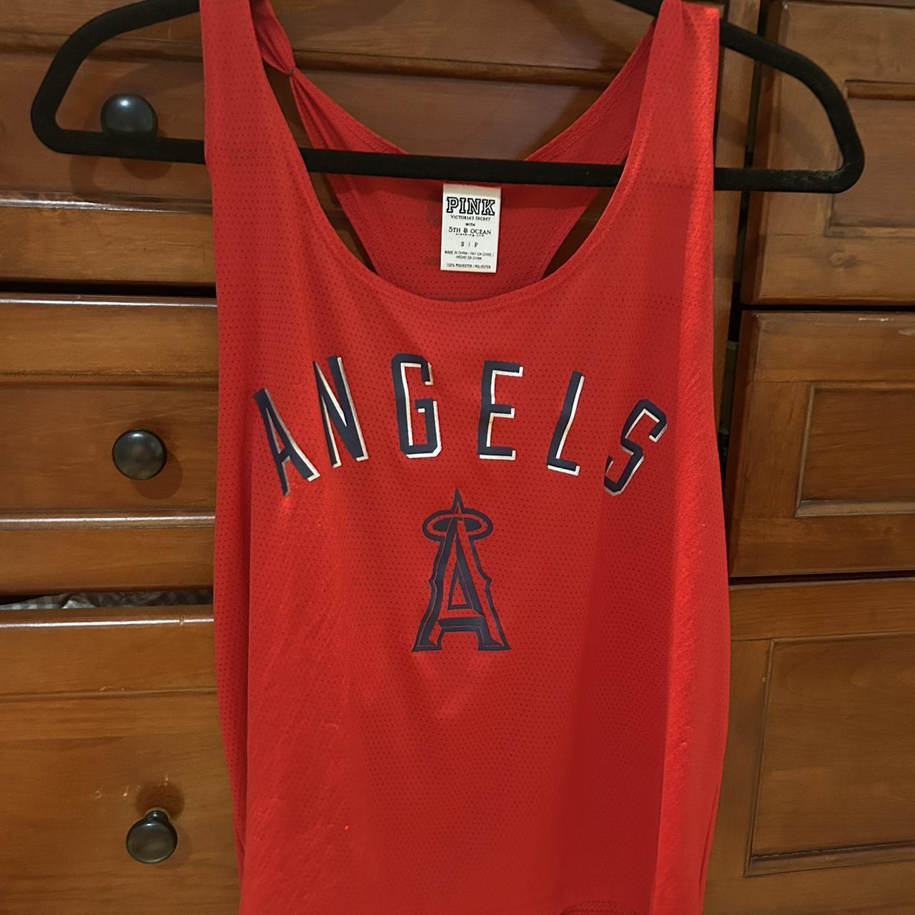 pink angels tank top -slightly worn, no flaws -semi... - Depop