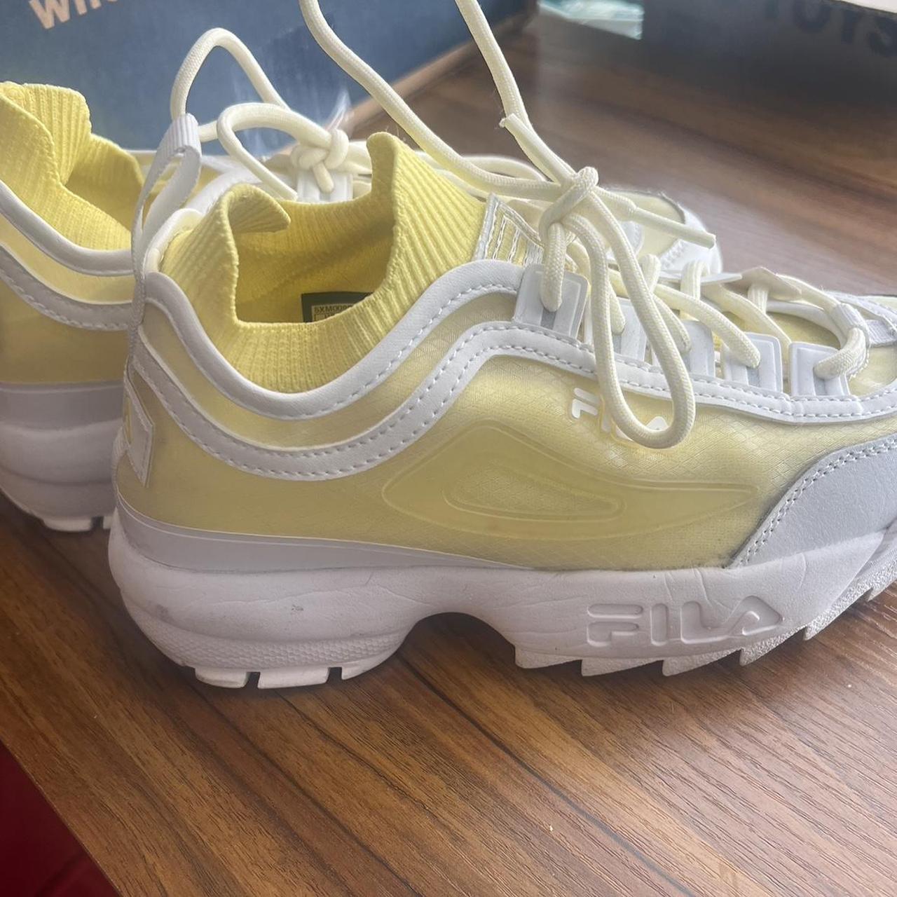 Pastel yellow Fila sneakers. Very good condition,... - Depop