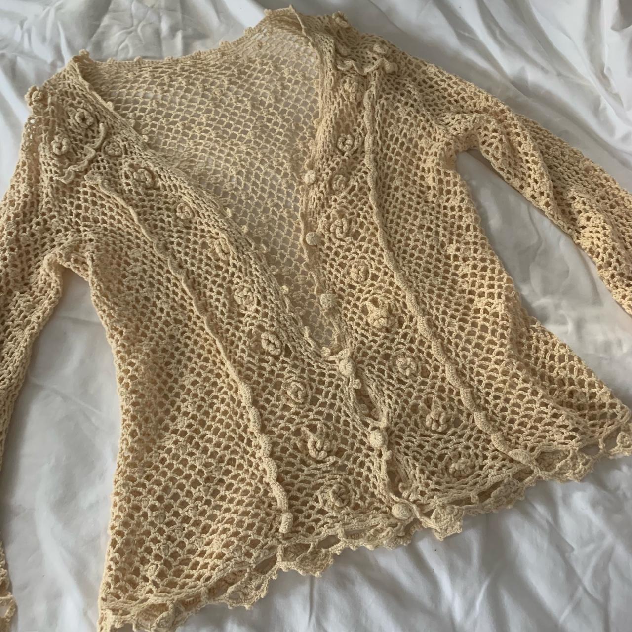 Vintage ..curated crocheted top with covered front... - Depop