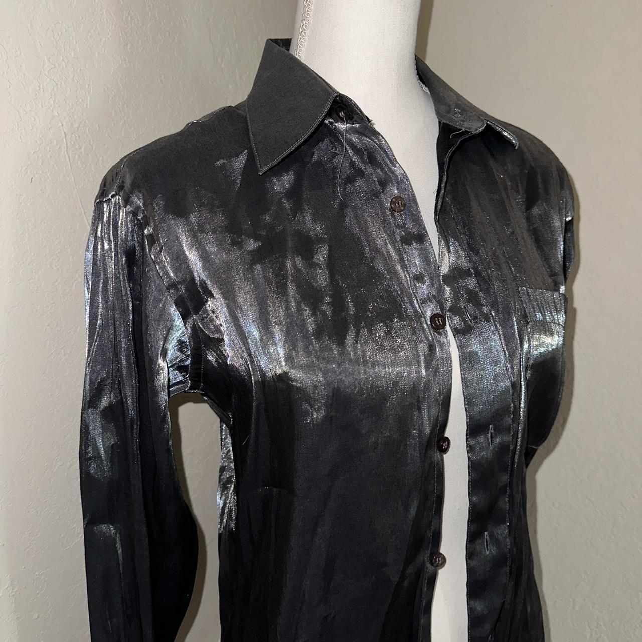Silver Sparkly Button Up Size: 14 1/2 #sparkly... - Depop