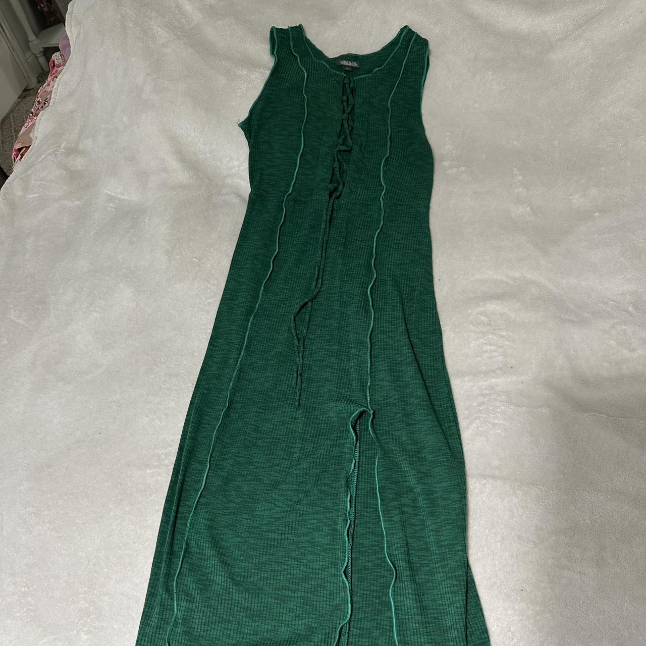 Green target maxi dress with tie-up detail &... | Depop