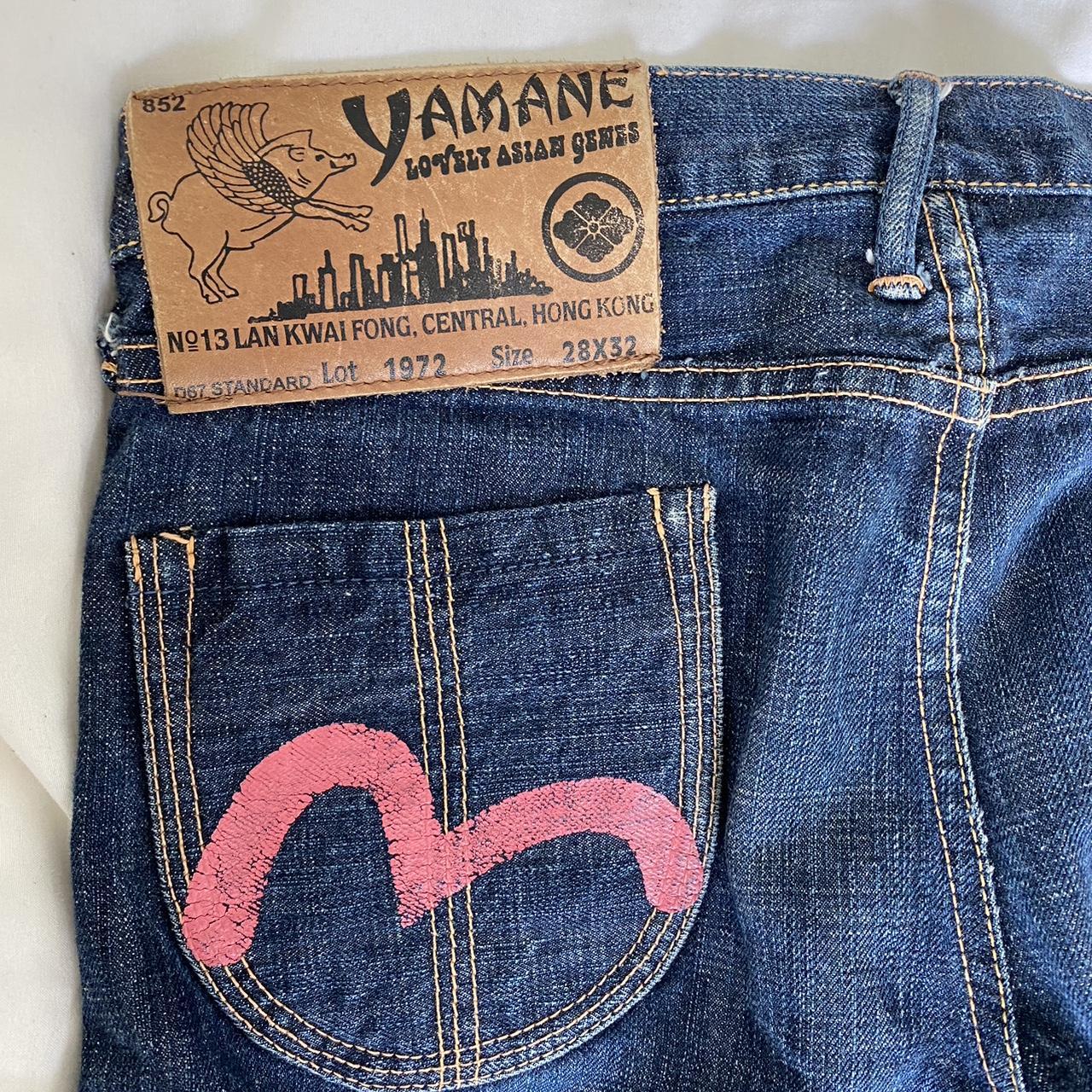Old School Evisu Yamane Pink Logo Denim Jeans - Depop