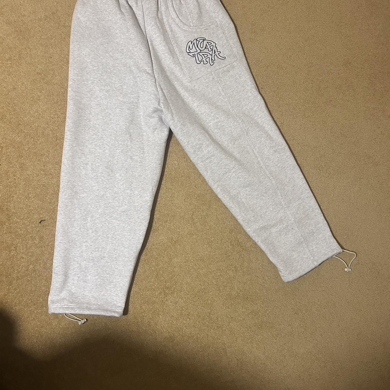 mertra bigstep grey and navy joggers worn once or... | Depop