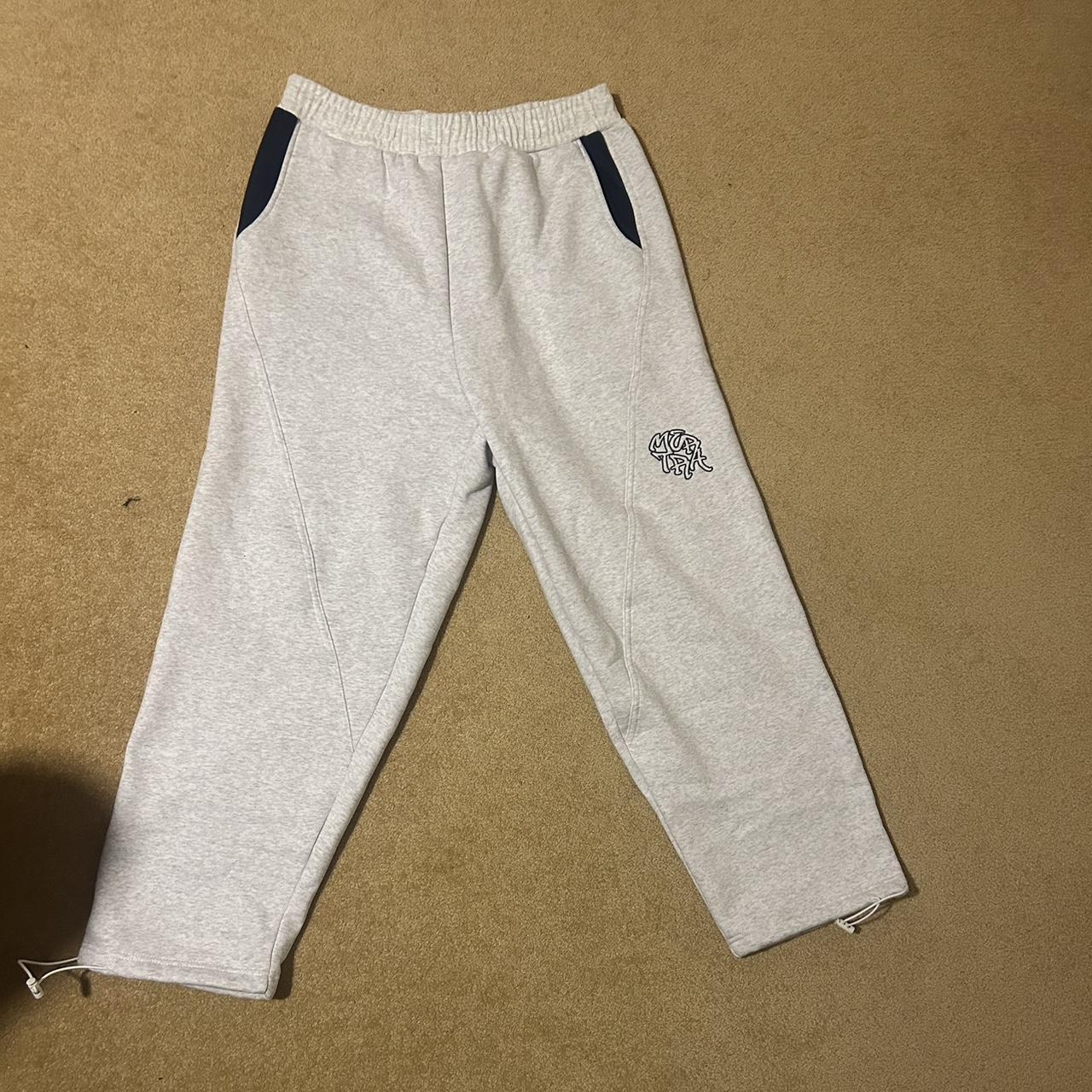 mertra bigstep grey and navy joggers worn once or... | Depop