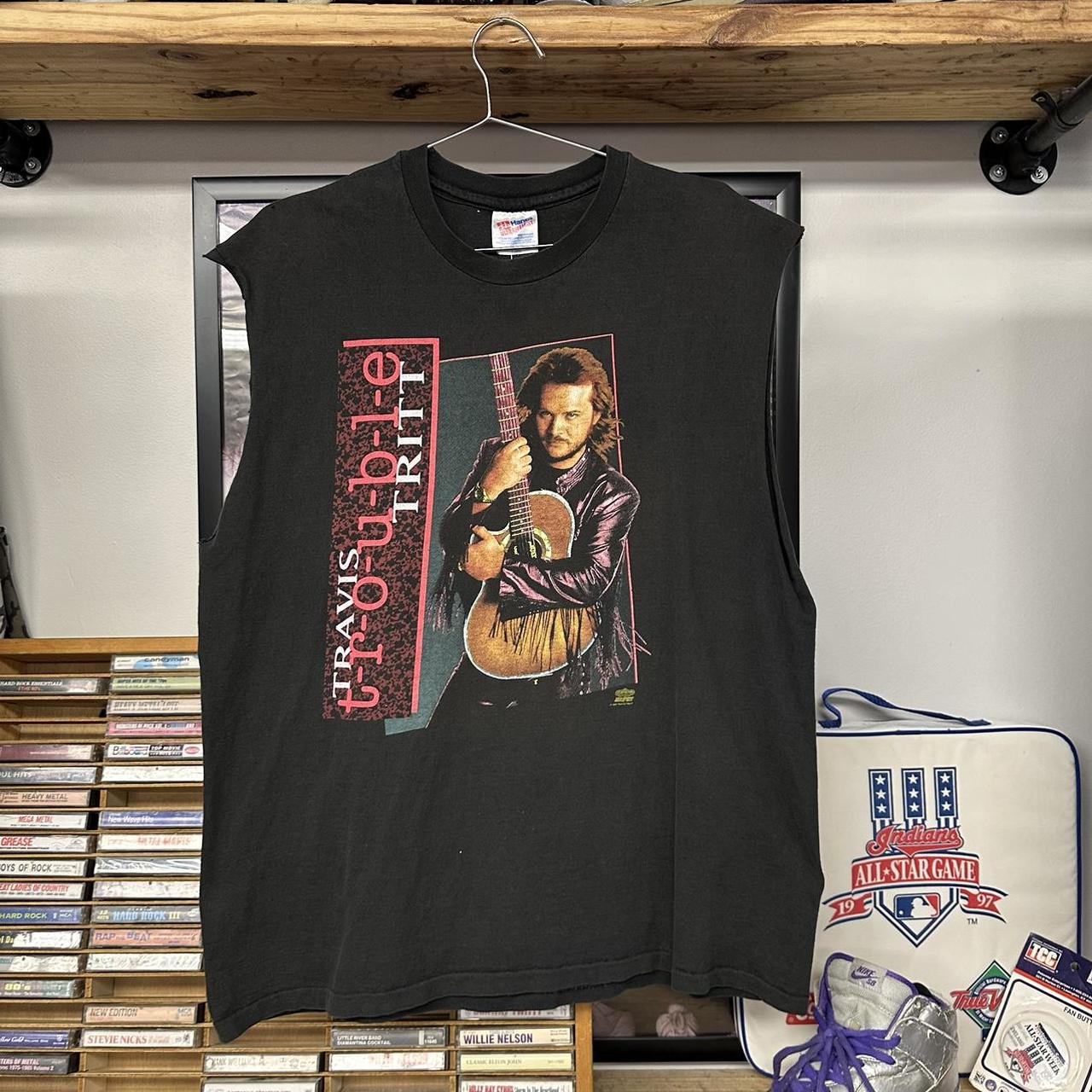 Vintage 90s Travis Tritt Trouble country music cut... | Depop