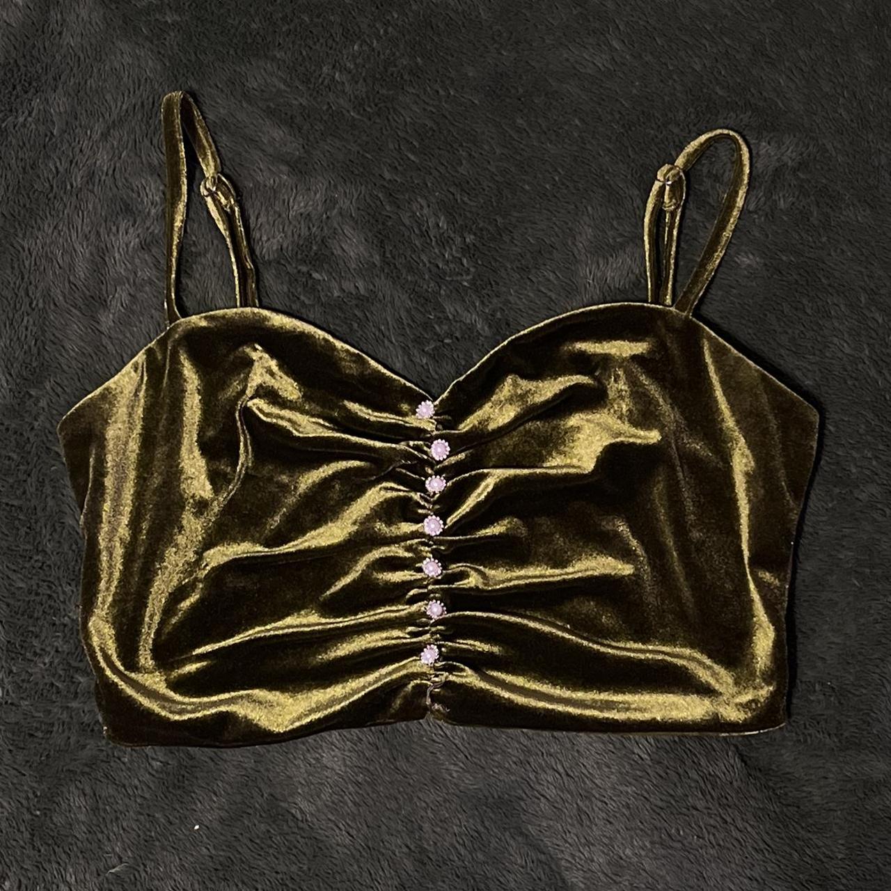 GREEN VELVET TANK TOP Sage green velvet tank with a... - Depop