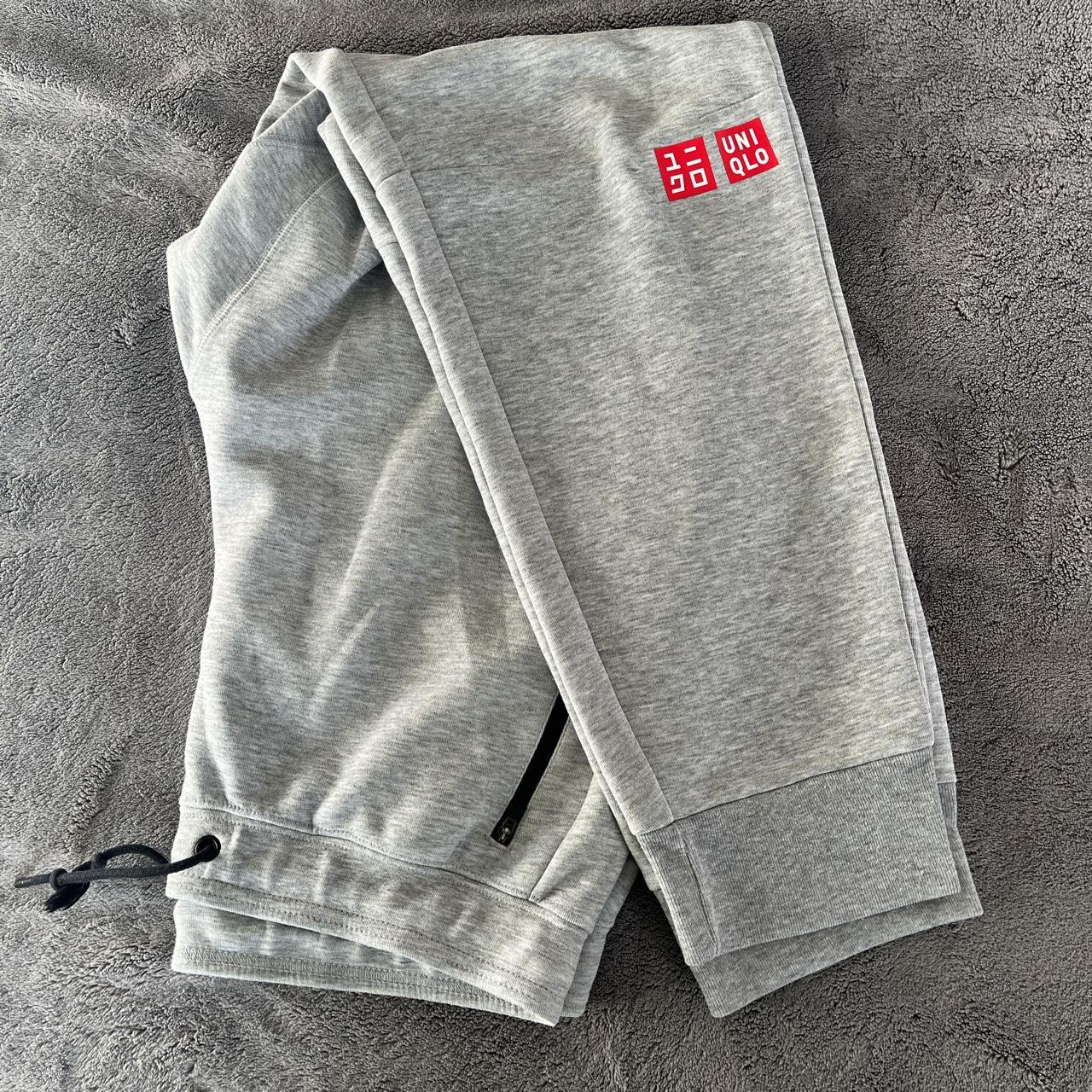 Uniqlo tennis jogging bottoms in grey size large.... - Depop