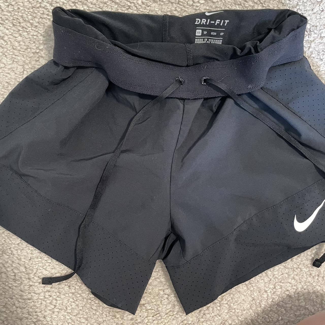 black nike dri-fit shorts with drawstring waistband... - Depop