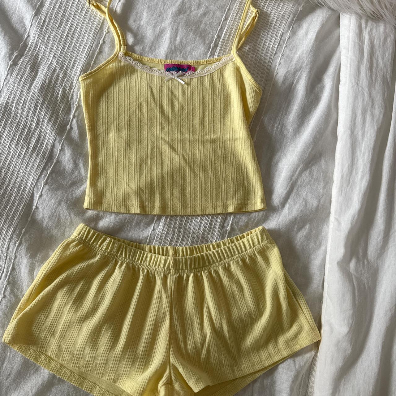 Yellow edikted pj set perfect condition | Depop