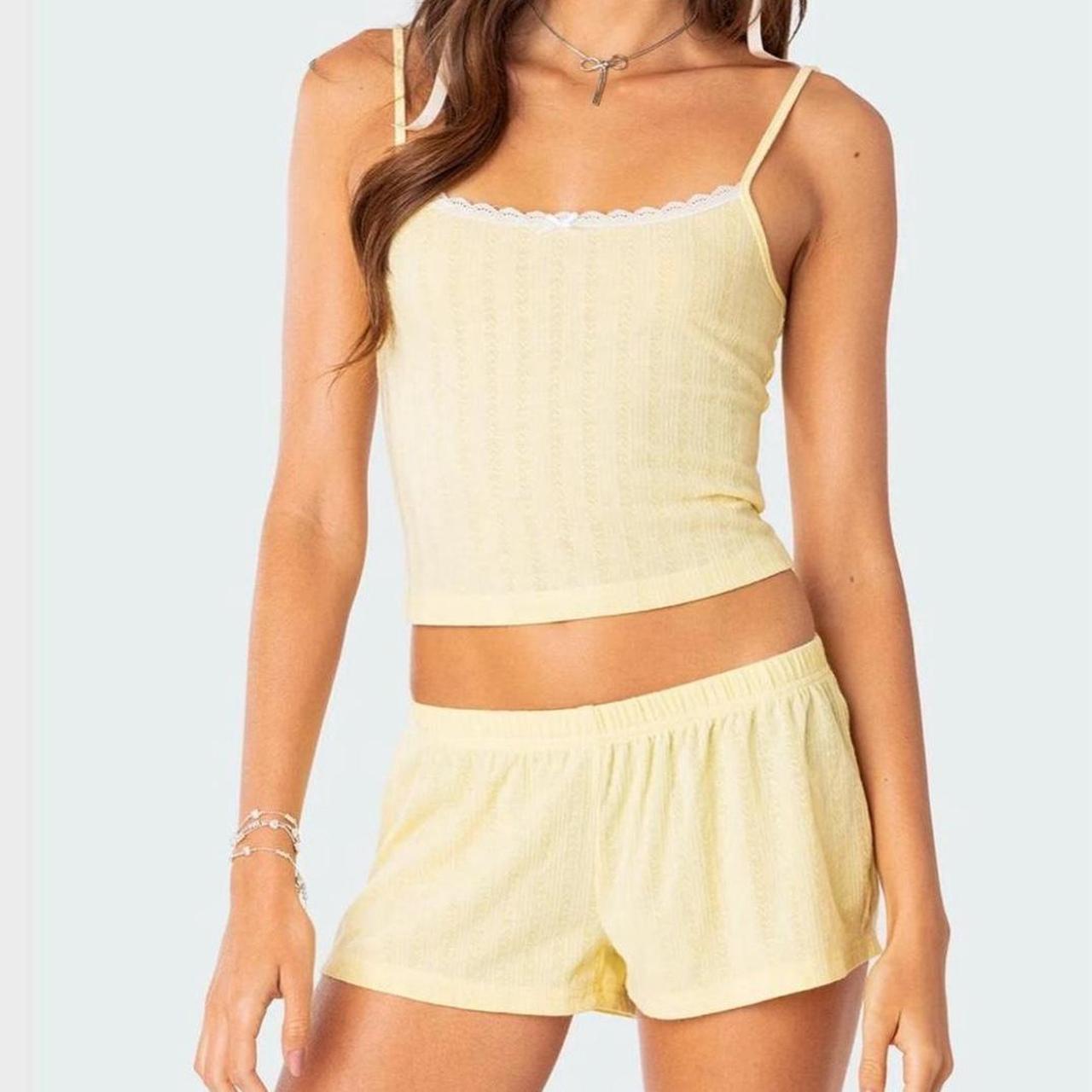 Yellow edikted pj set perfect condition | Depop