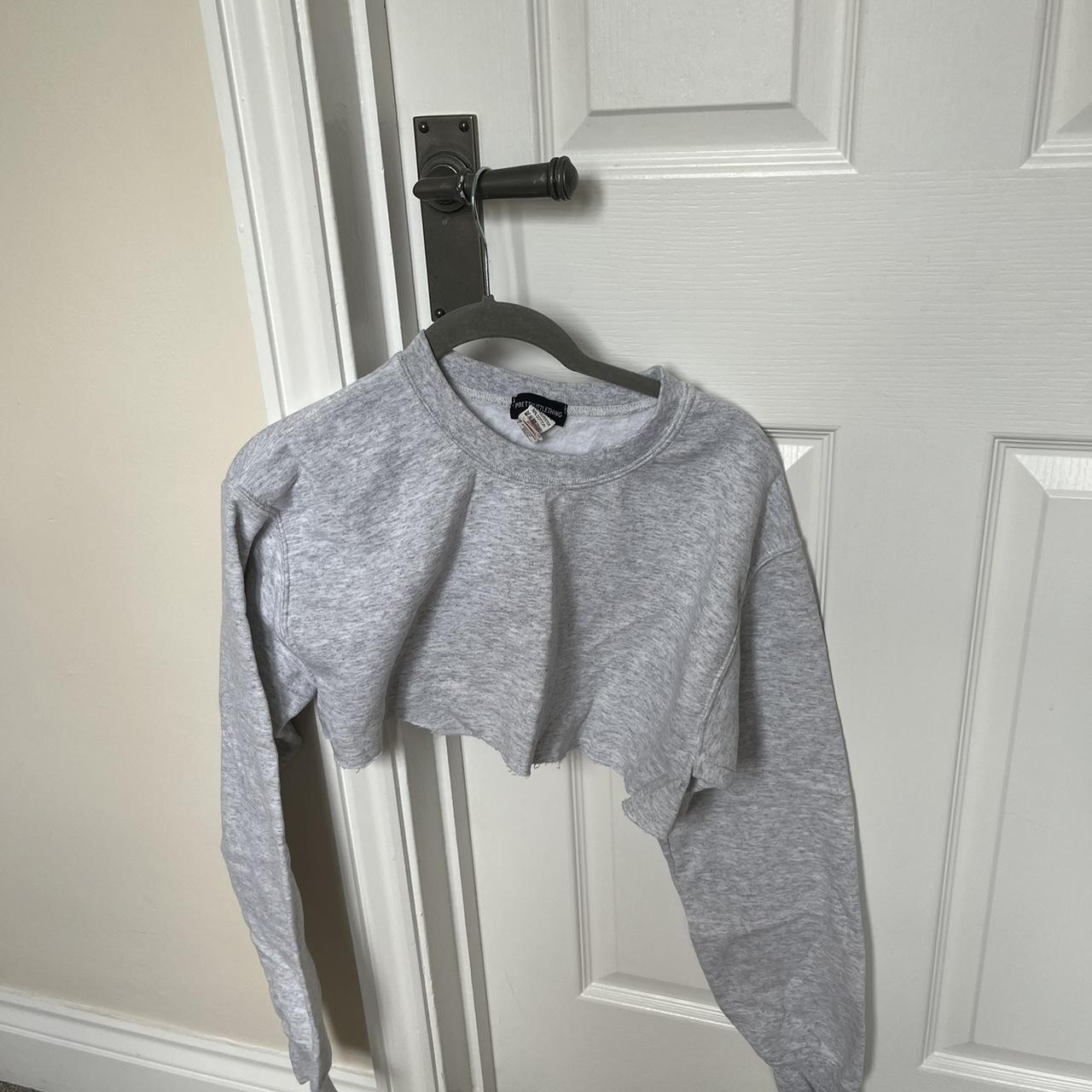 Prettylittlething size 8 cropped light grey jumper... - Depop