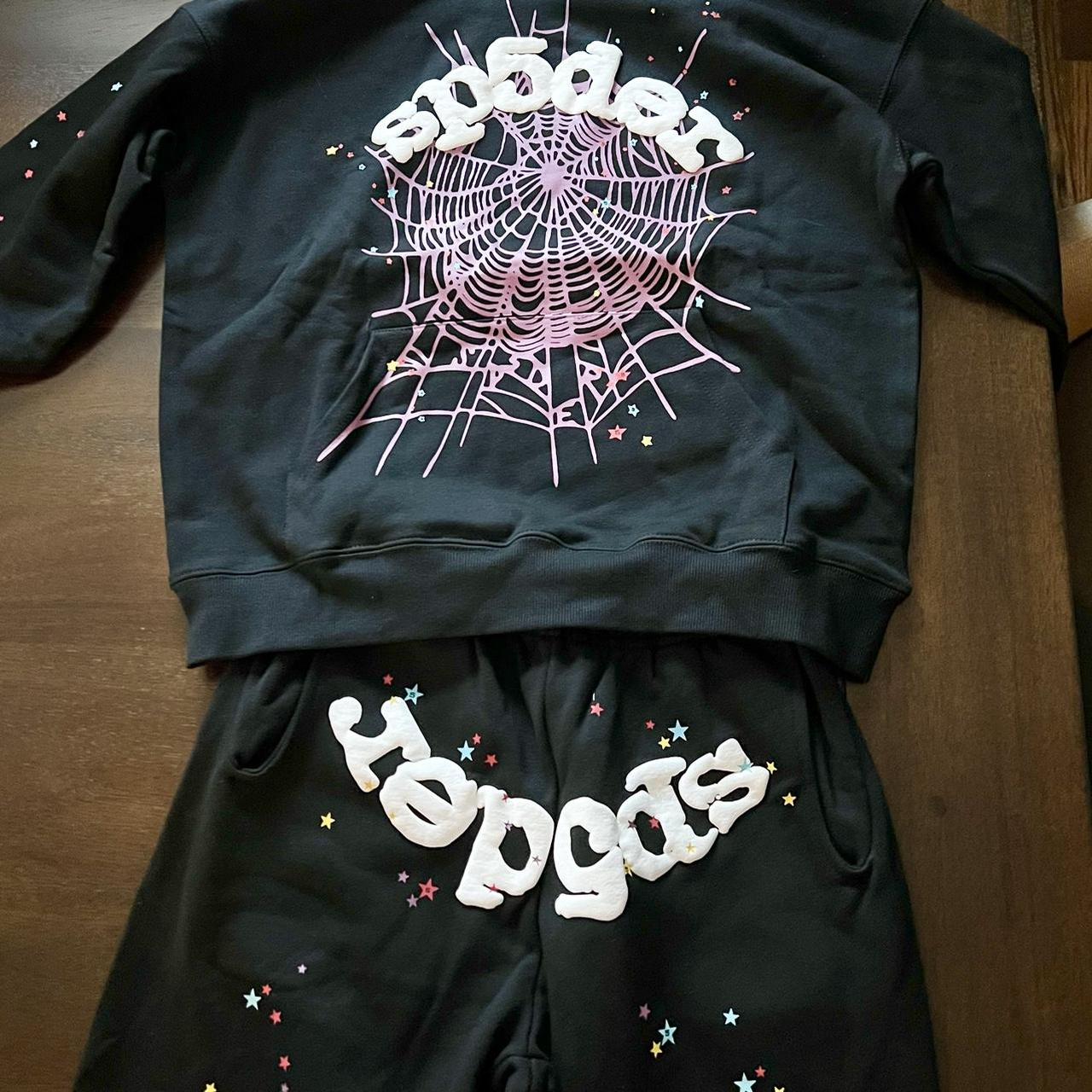Matching Sp5der web hoodie and sweatpants | Depop