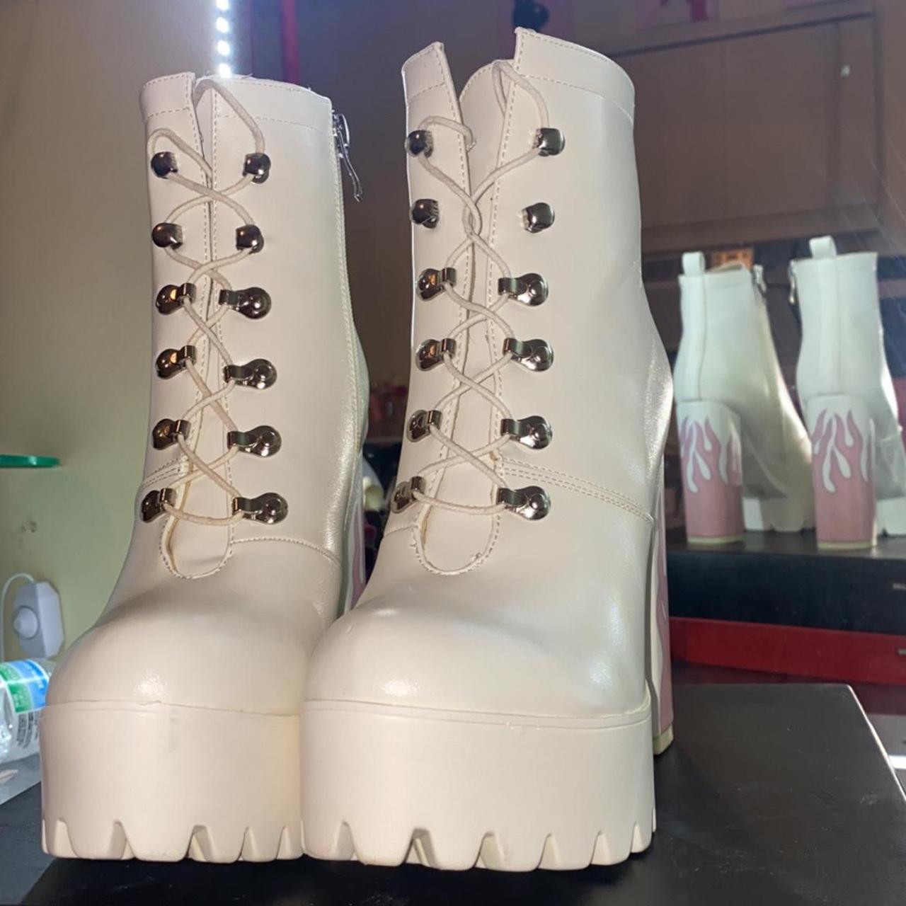 Dollskill Pink Flame Platform Boots Size :... | Depop