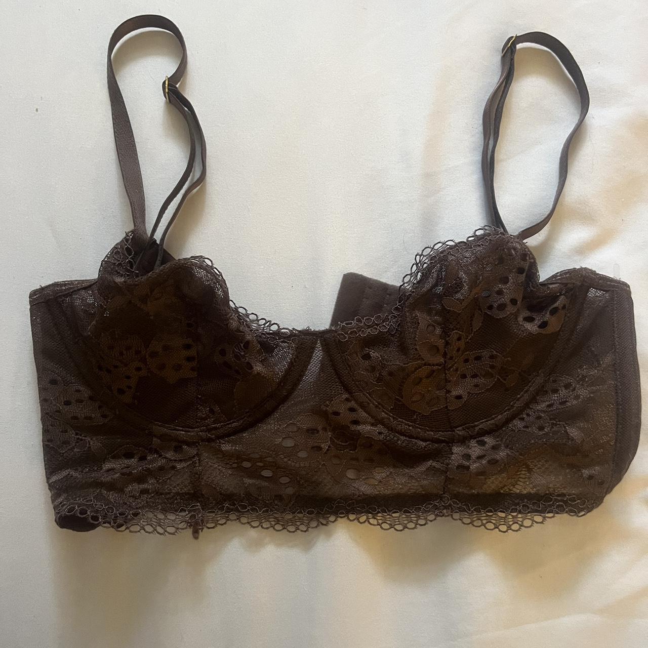 small brown corset super cute cup size 32a - Depop