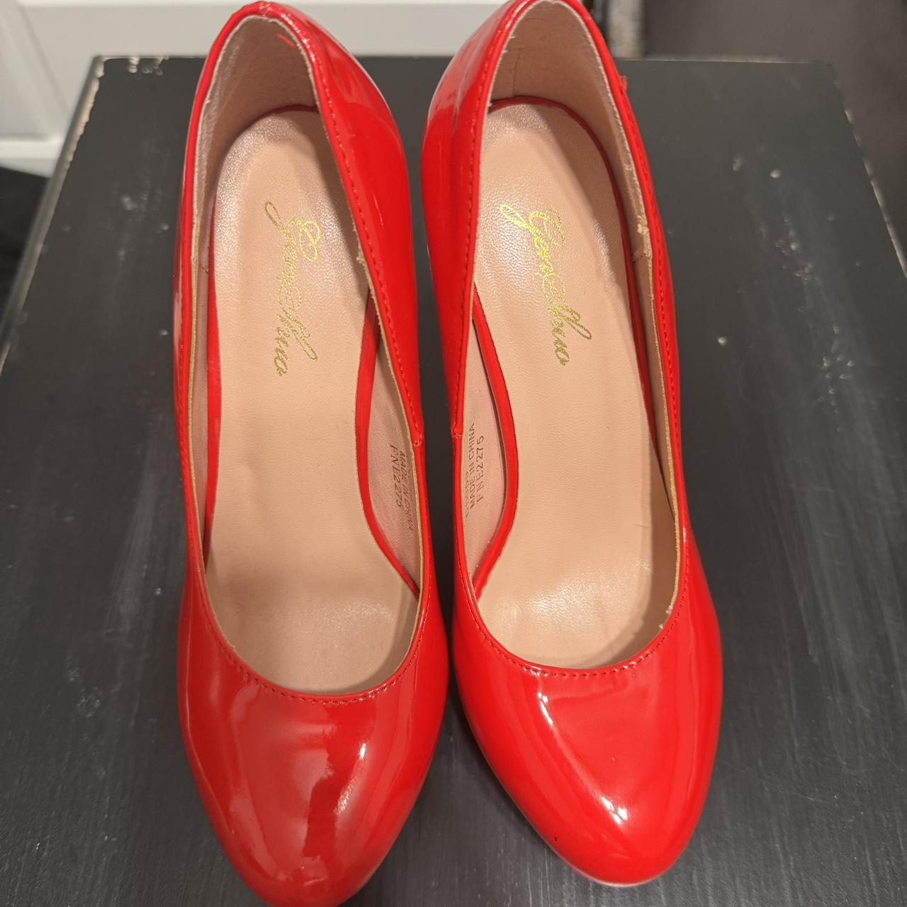 Red patent leather high heels Worn once for a... | Depop