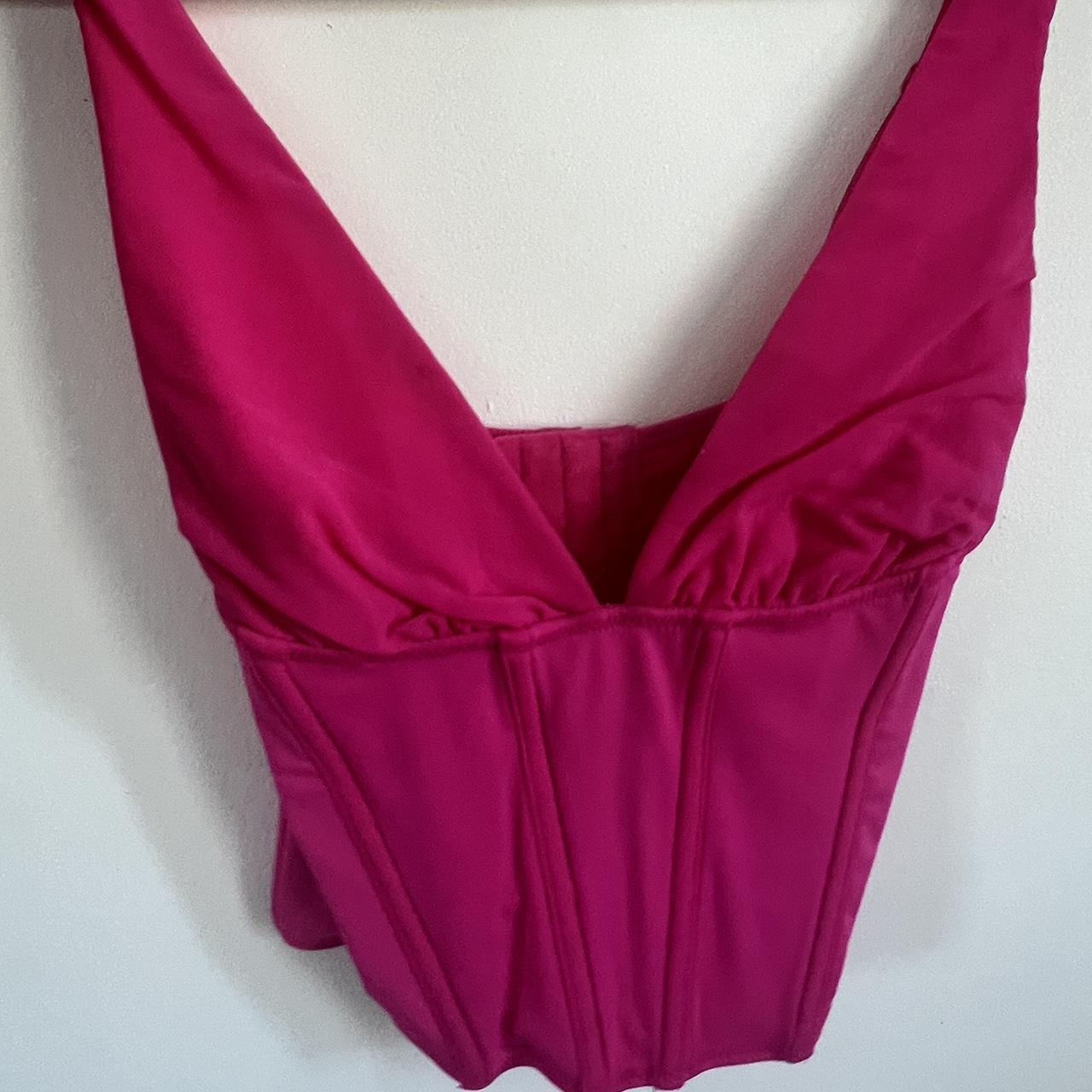 Hot pink corset top glassons - Depop