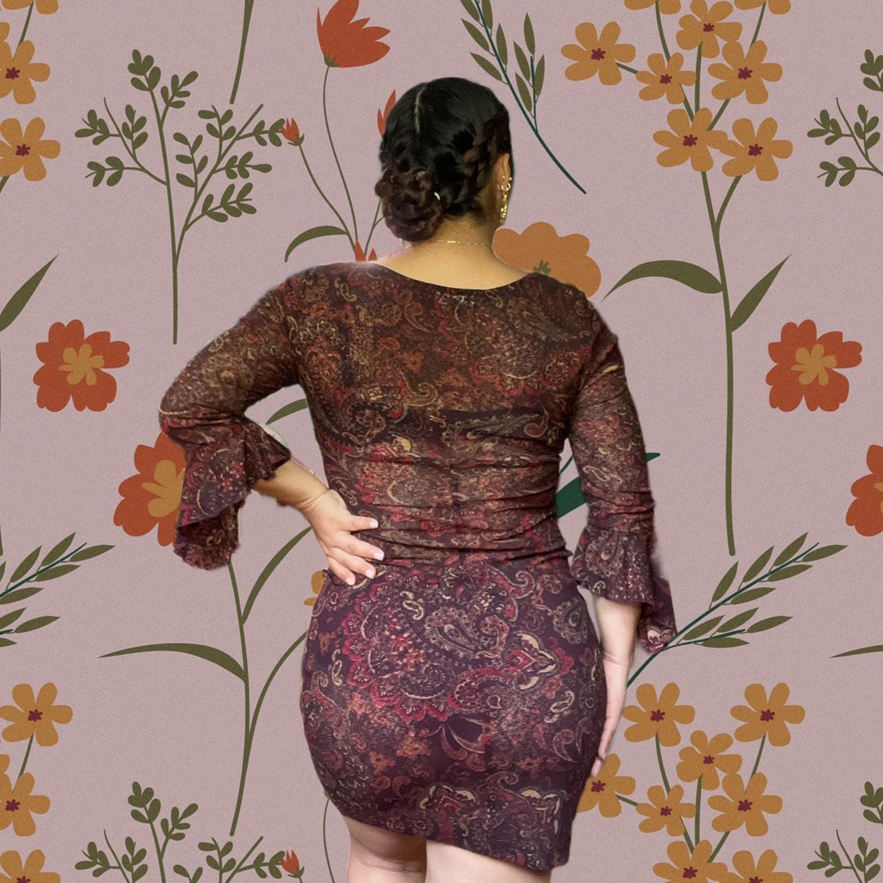 Rampage Women's Burgundy and Brown Dress | Depop