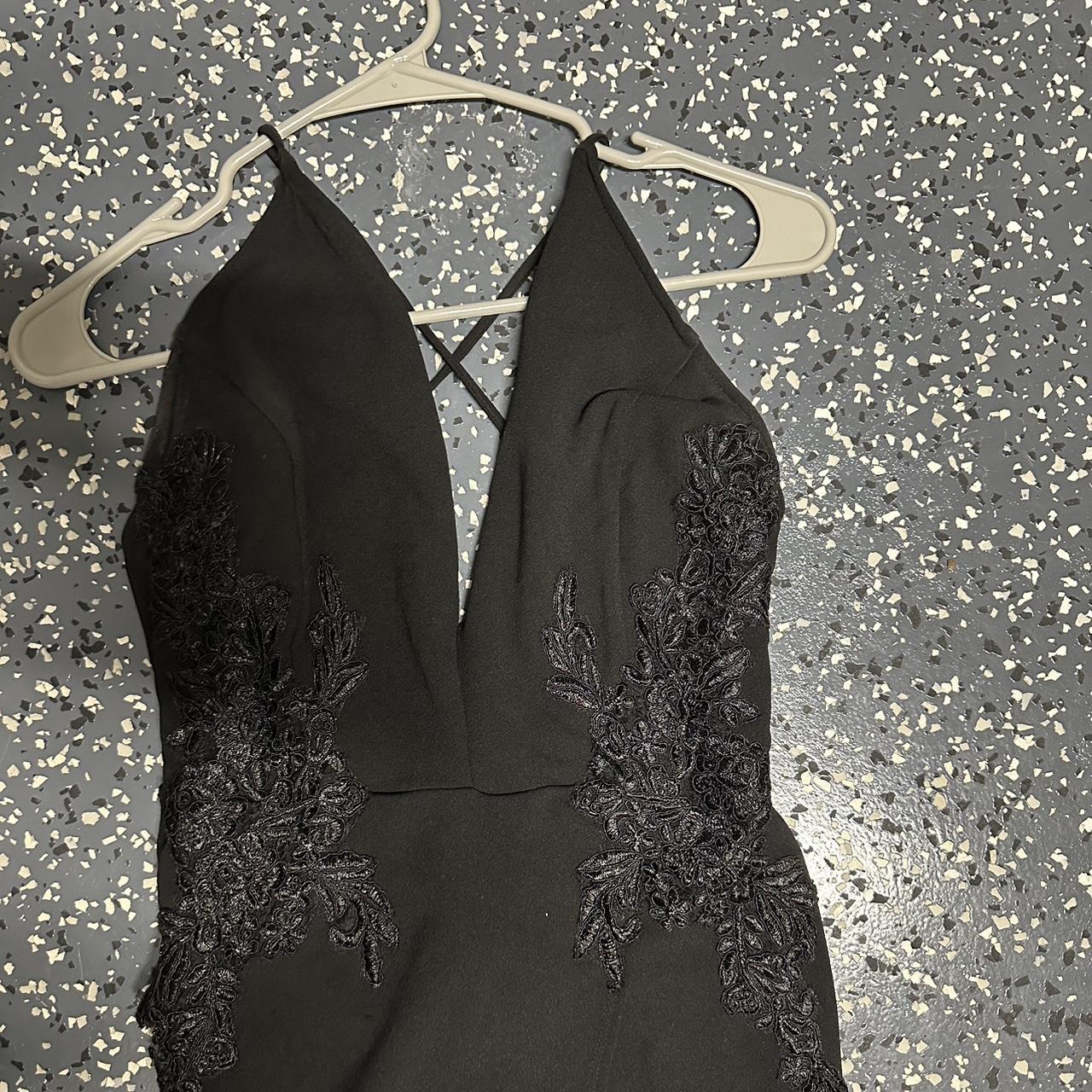 Black Embroidered Prom Dress Crossed On The Back Depop