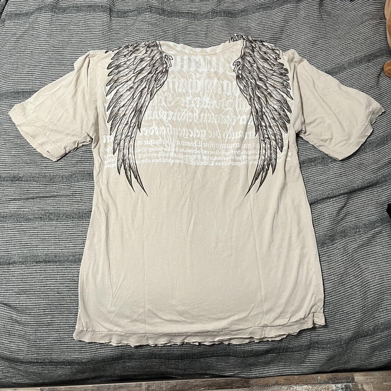 gothic affliction shirt tags says 3x large but fits... - Depop