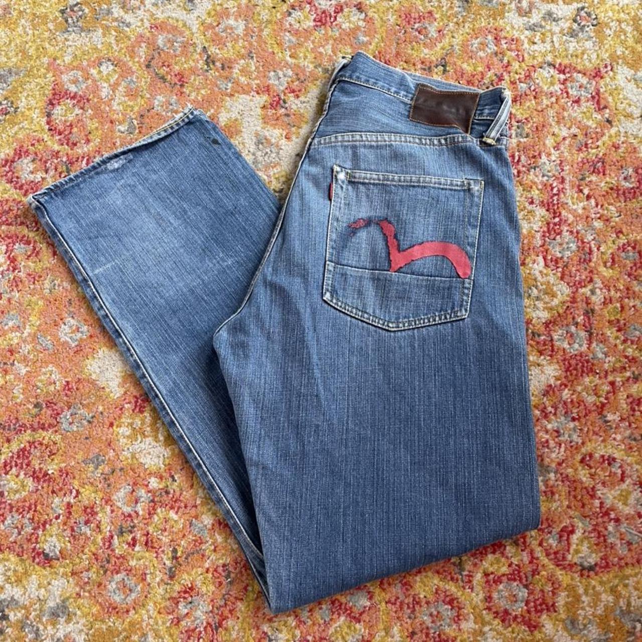 Red label Evisu Jeans size 32😘 fit a little slimmer... - Depop