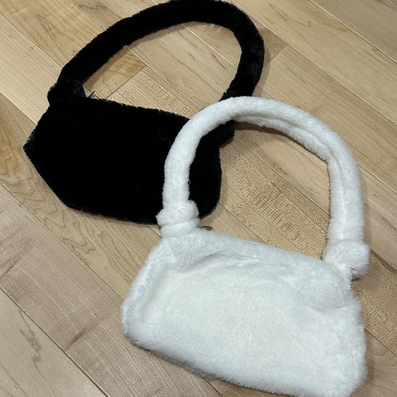 Black + white mini fuzzy bags - Depop