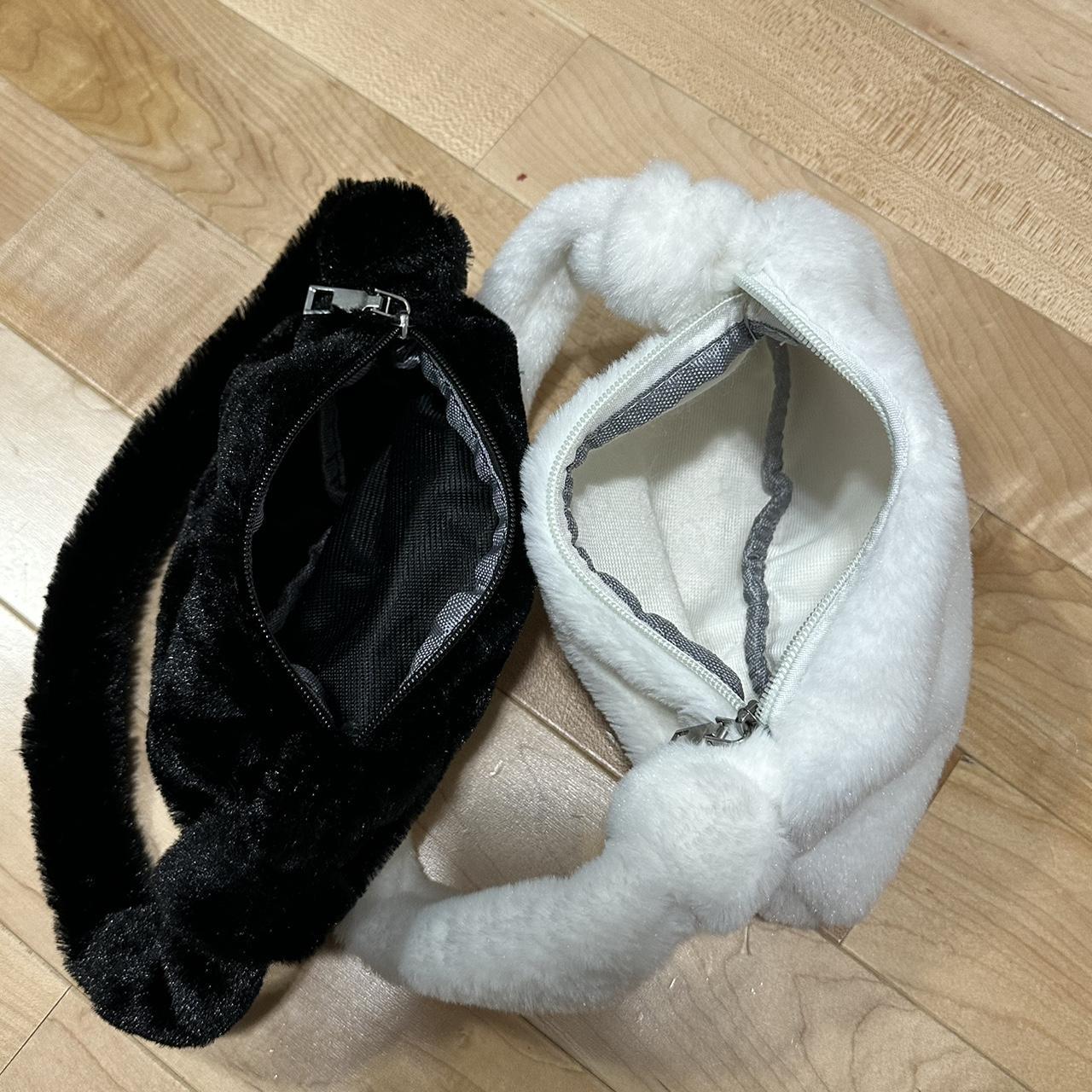 Black + white mini fuzzy bags - Depop