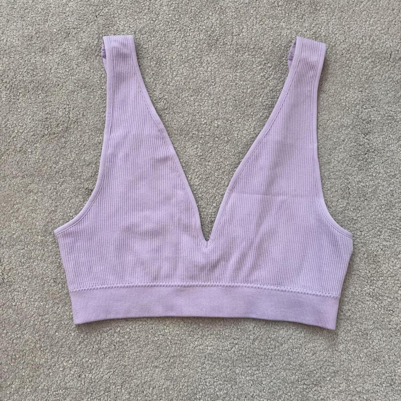 Lilac and baby blue ribbed bralettes, size XS. Brand... - Depop