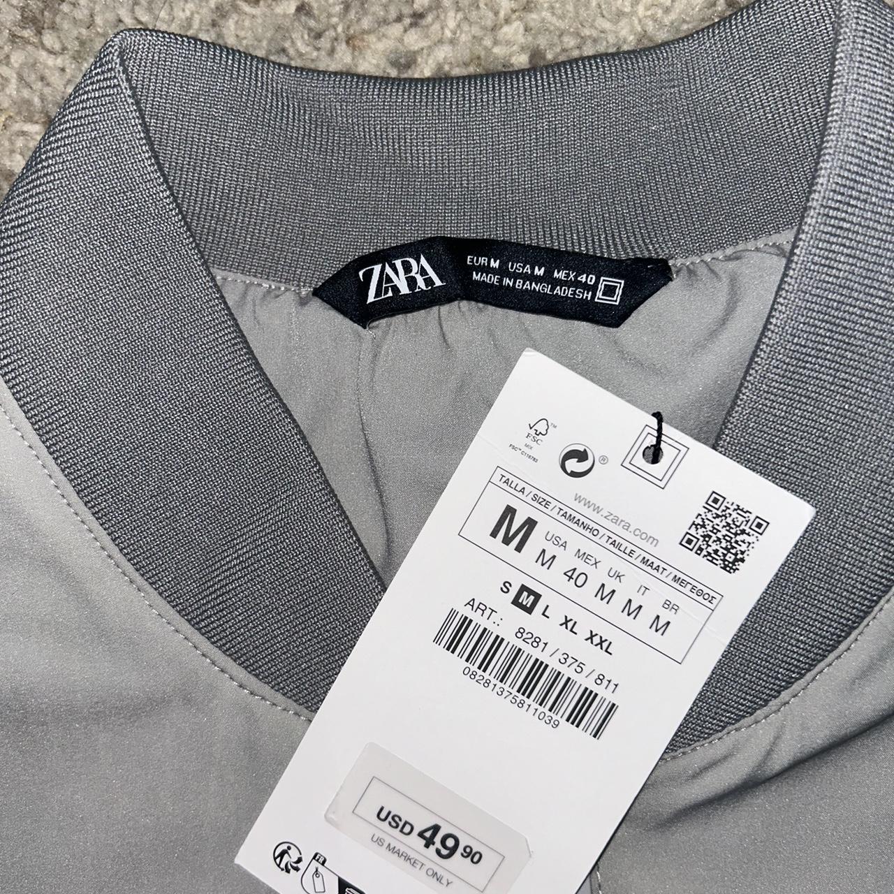 new grey Zara medium bomber jacket - Depop