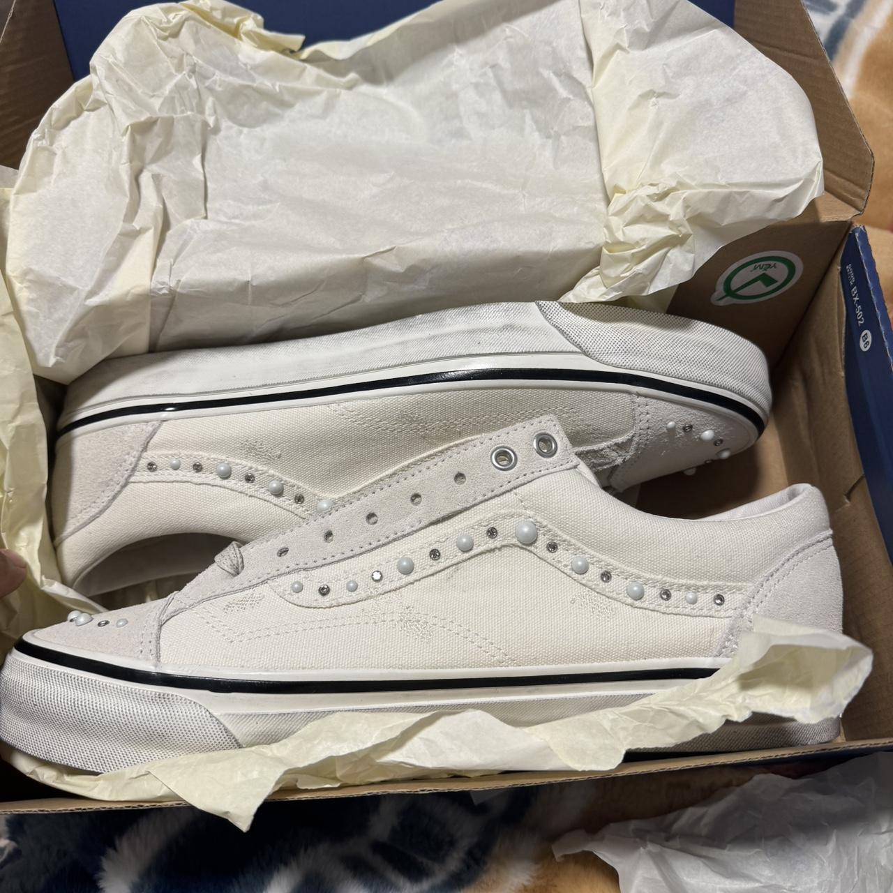 White LX pearlized vans #vans #skater #boost | Depop