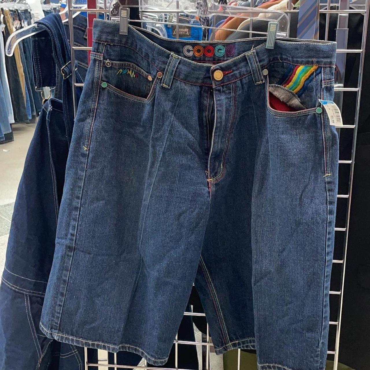 Live at the racks these fire Y2k COOGI Jorts Size... - Depop