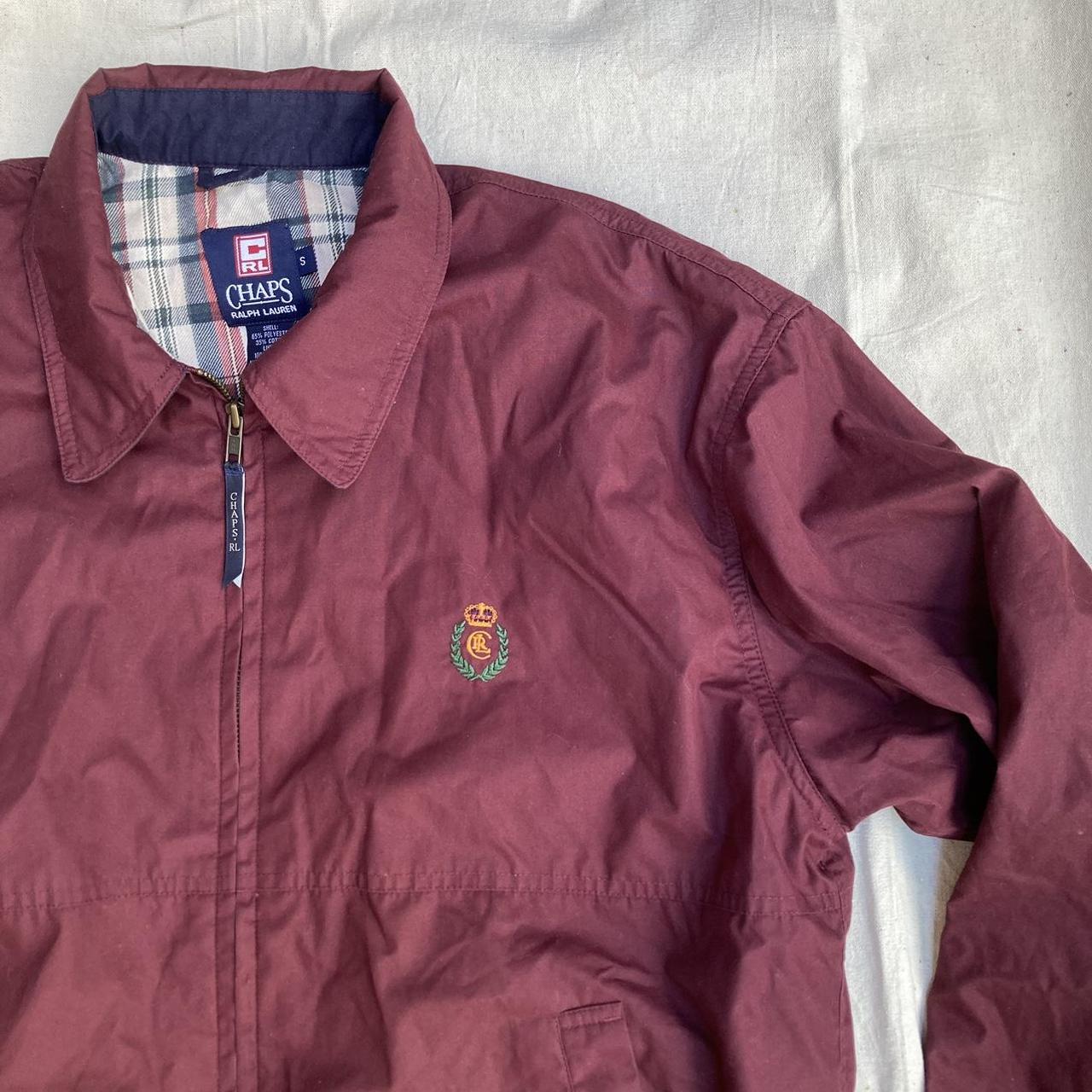 Ralph Lauren Chaps maroon bomber jacket with flannel... - Depop